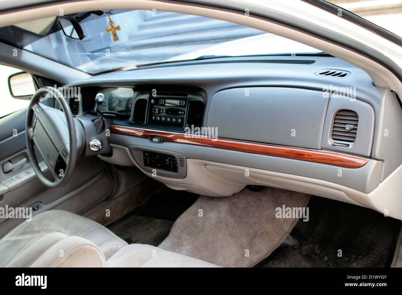 car dashboard gray with wood inlay Stock Photo - Alamy