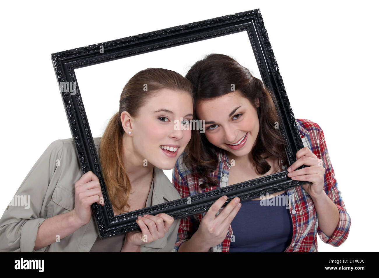 Two friends in a frame Stock Photo - Alamy