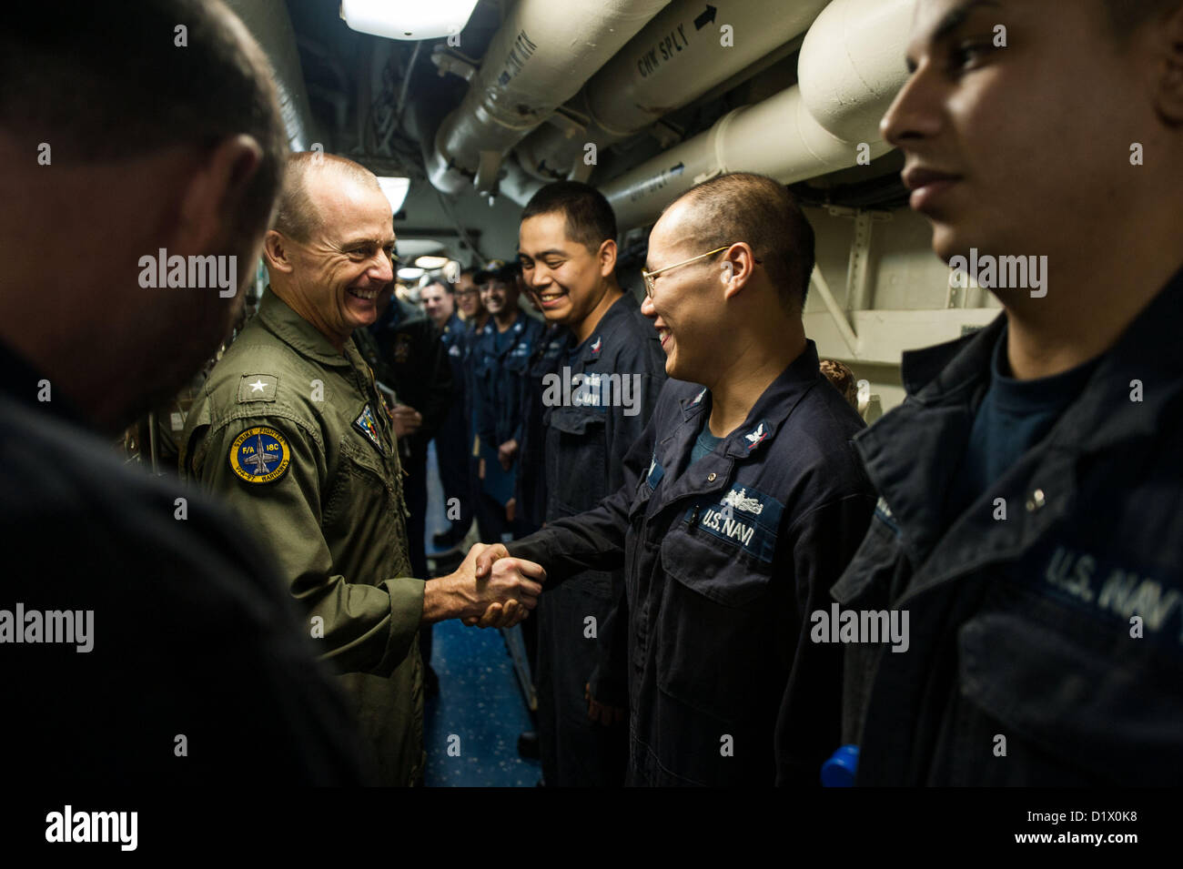 Rear Adm. Mike Shoemaker, commander of Carrier Strike Group 3, visits ...