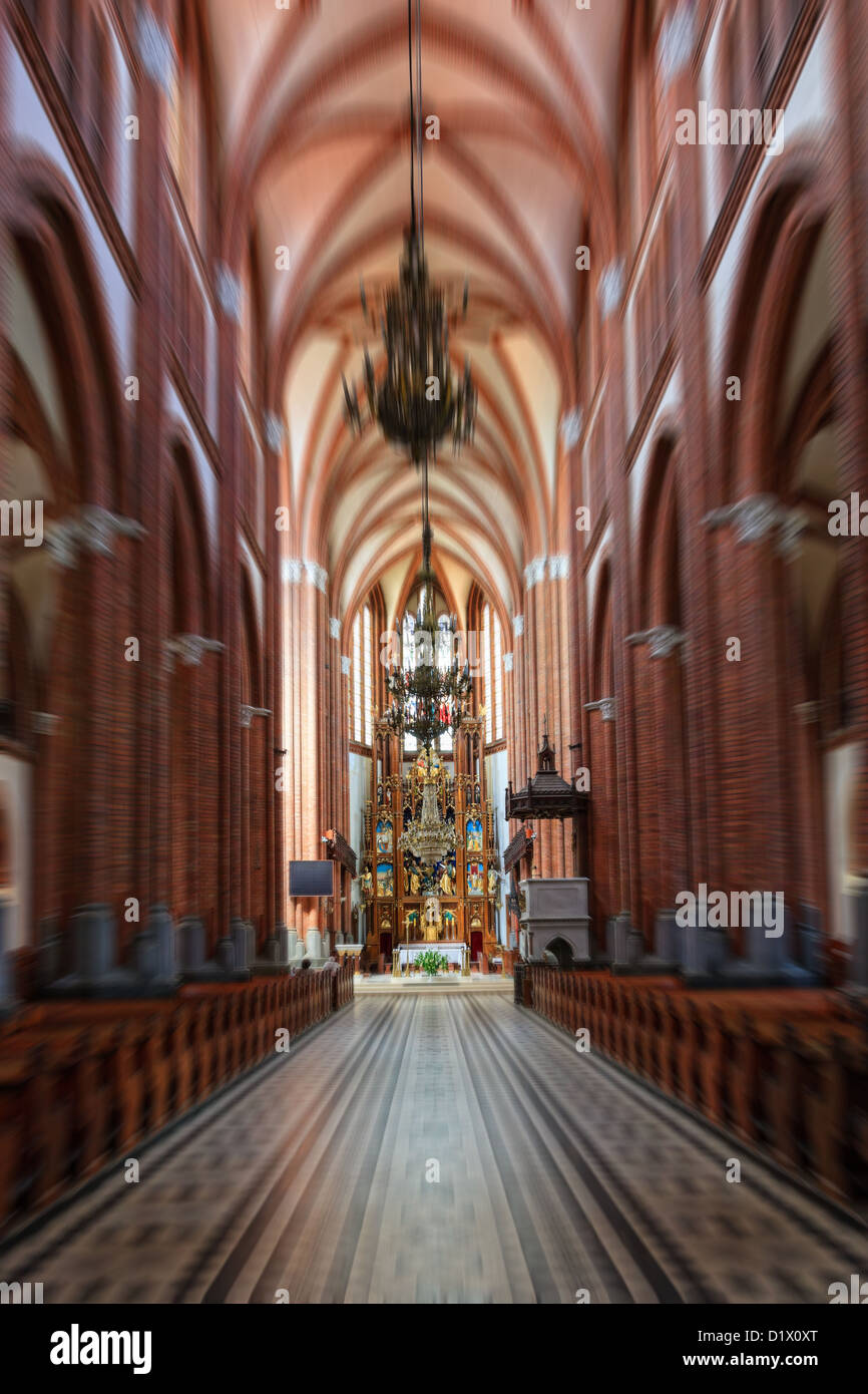 A blur of interior of the church facing the altar Stock Photo - Alamy