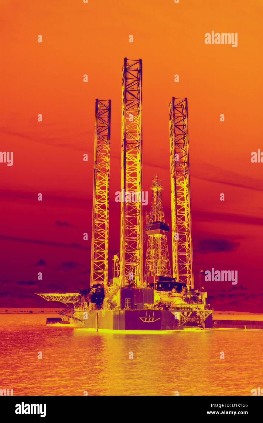 Oil rig at sea with vibrant colors Stock Photo - Alamy
