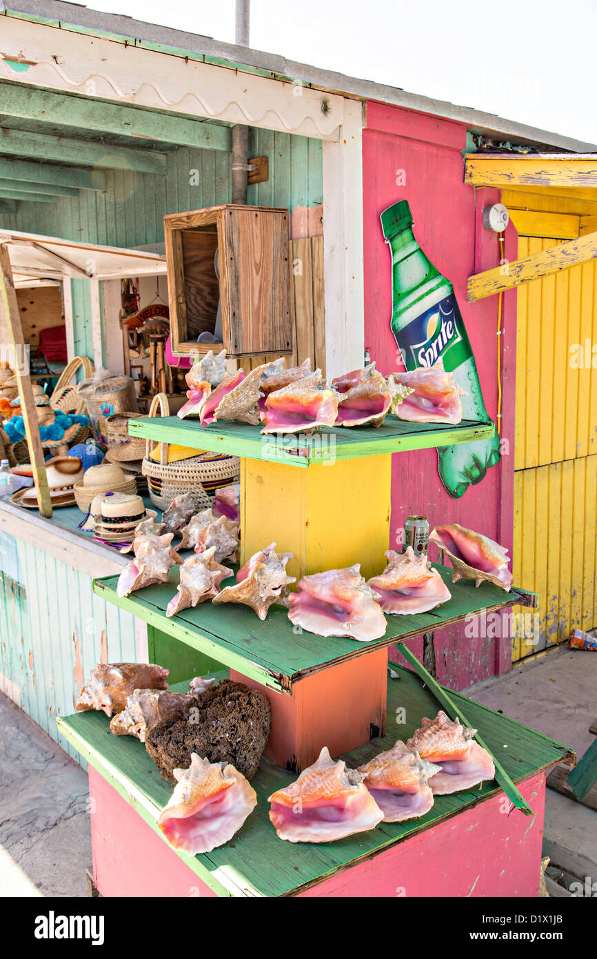 Beach side shell shop in Dunmore Town, Harbour Island, The Bahamas ...