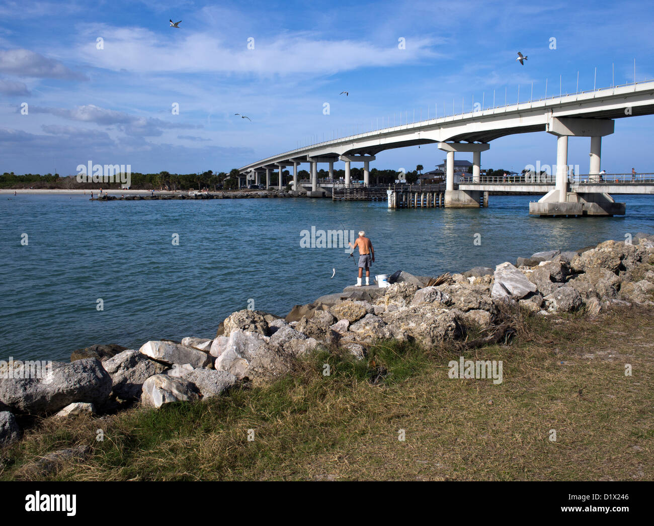Fishing at Sebastian Inlet on the East coast of Florida Stock Photo - Alamy