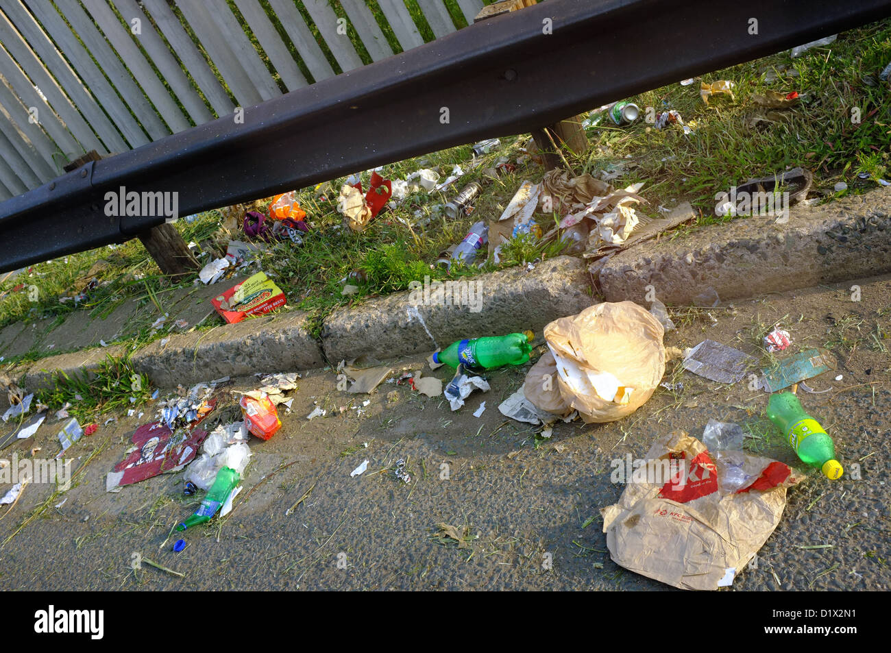 litter that has been dropped by the side of the road in Johannesburg ...
