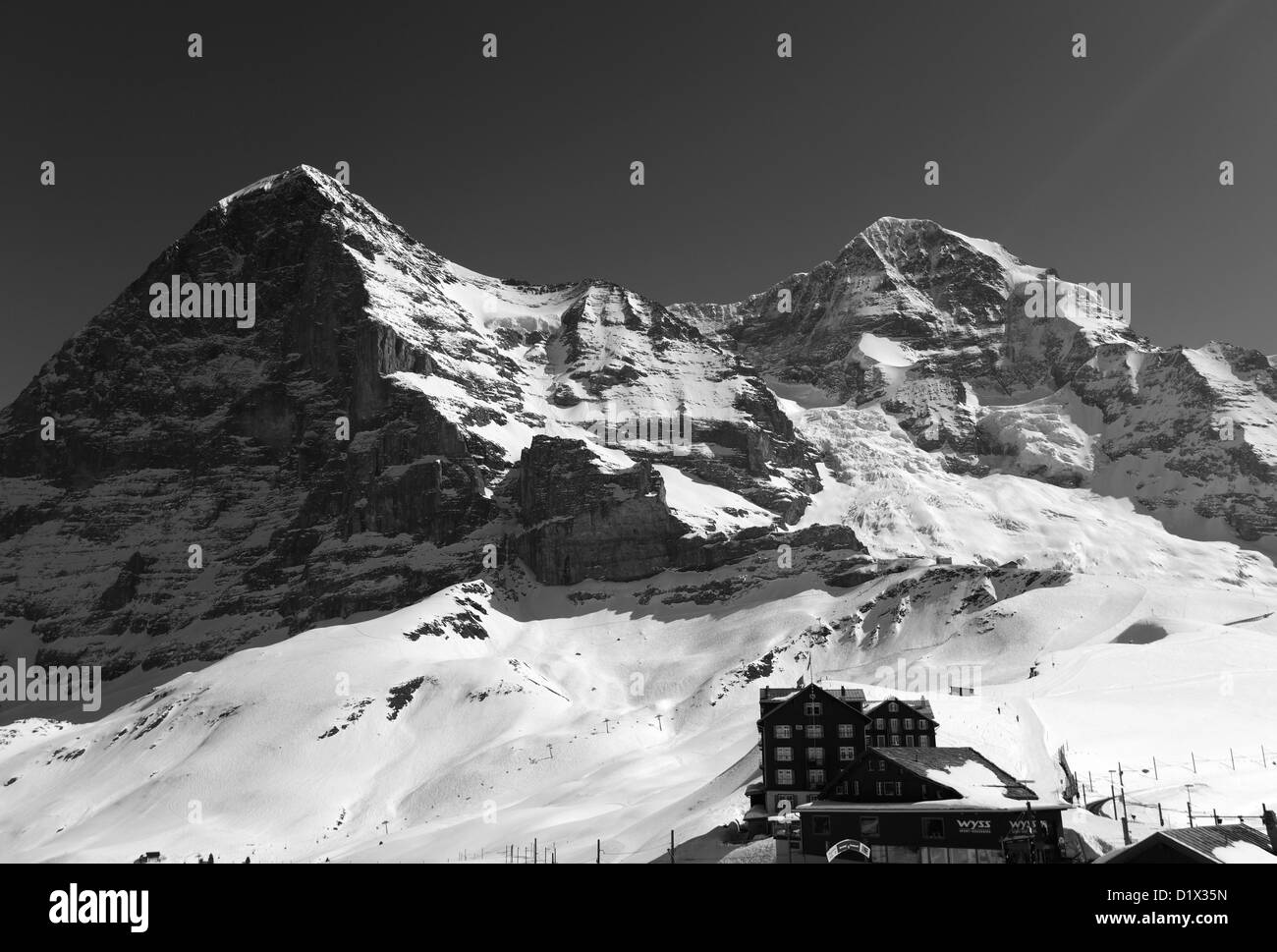 Jungfrau mountain north eiger Black and White Stock Photos & Images - Alamy