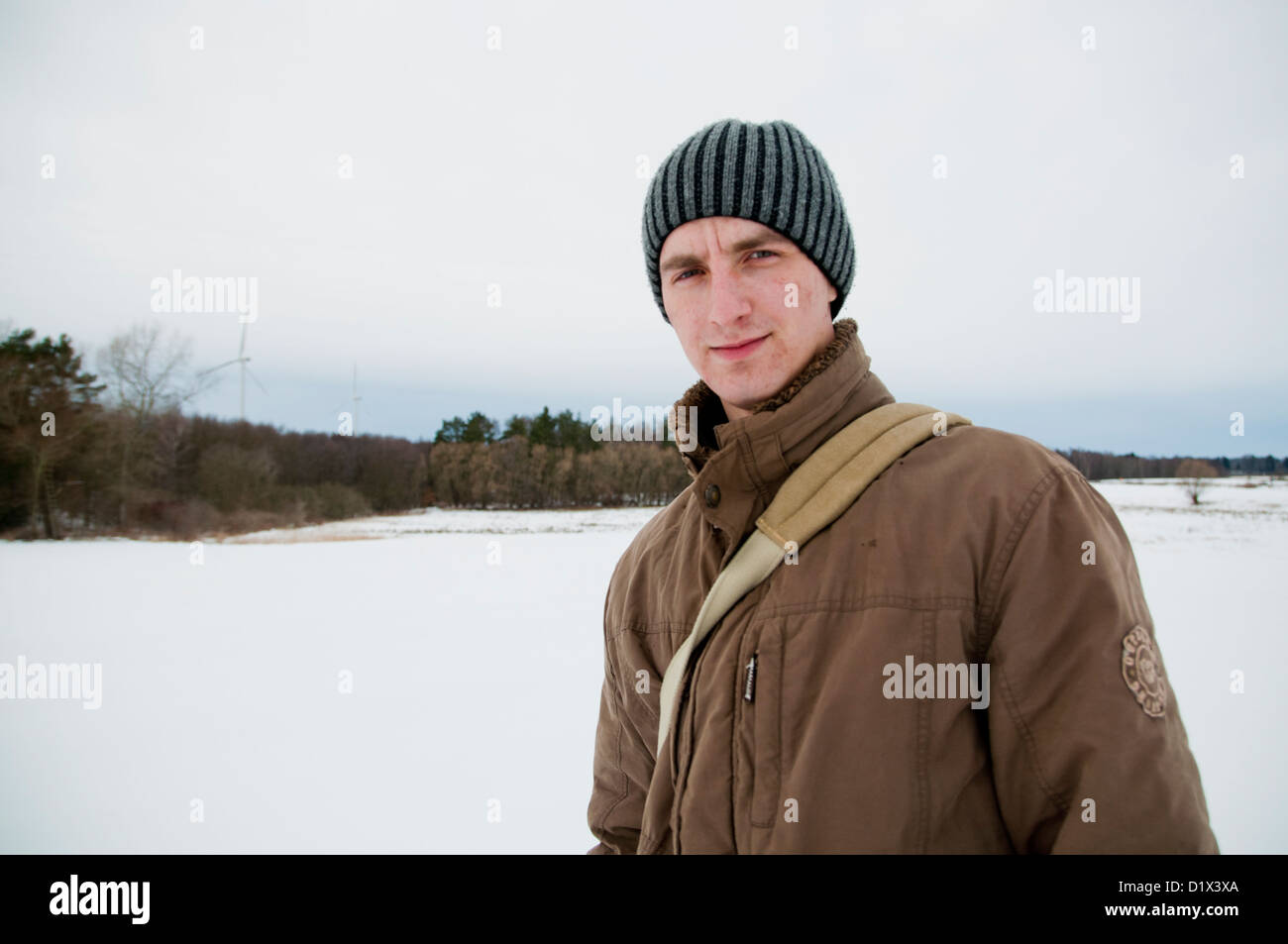 An image of man in winter outside Stock Photo - Alamy