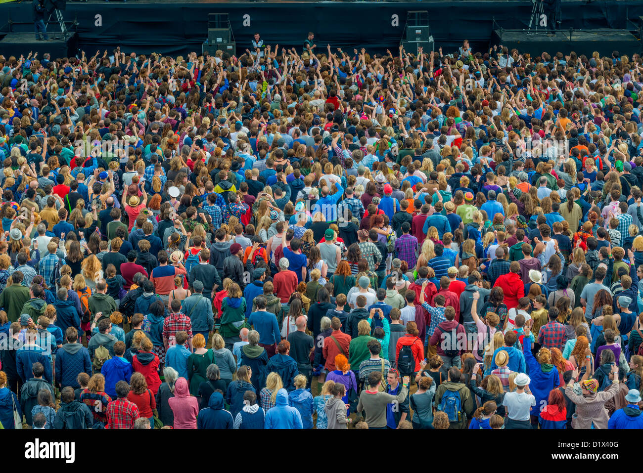 Crowds of people attending music festival, UK Stock Photo - Alamy