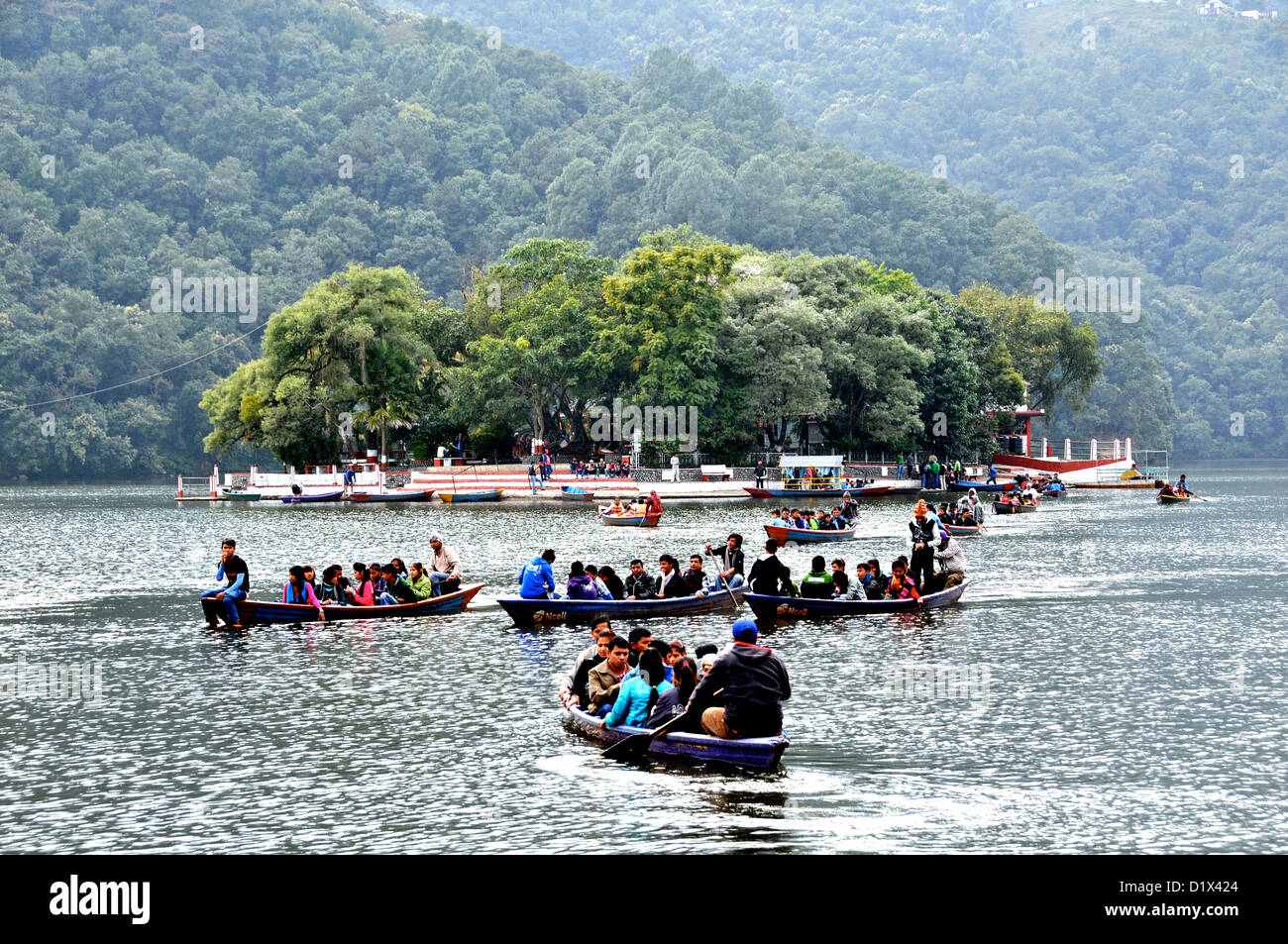 boating on Phewa lake Pokhara Nepal Stock Photo - Alamy