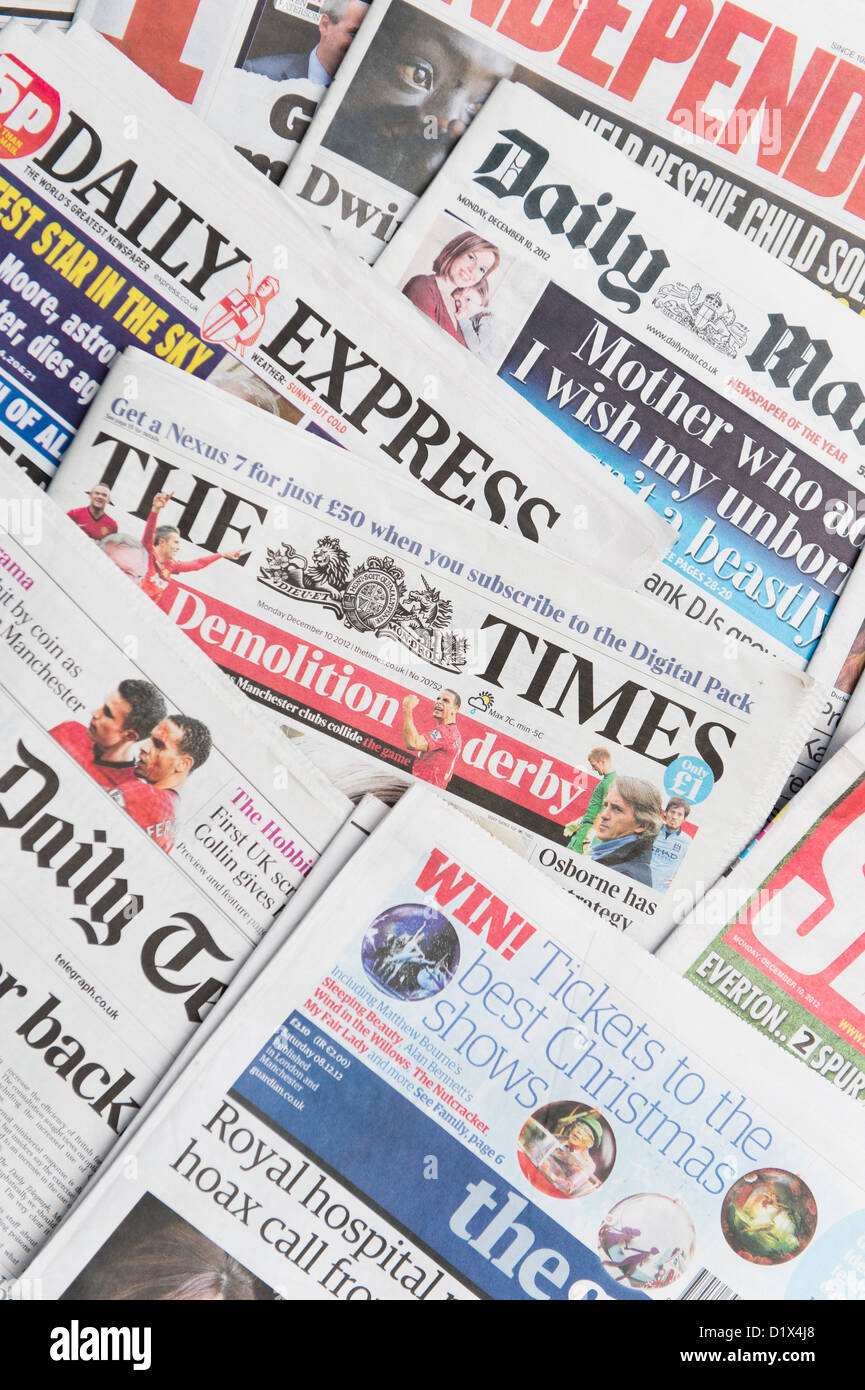 The front pages and mastheads of UK British English daily national ...