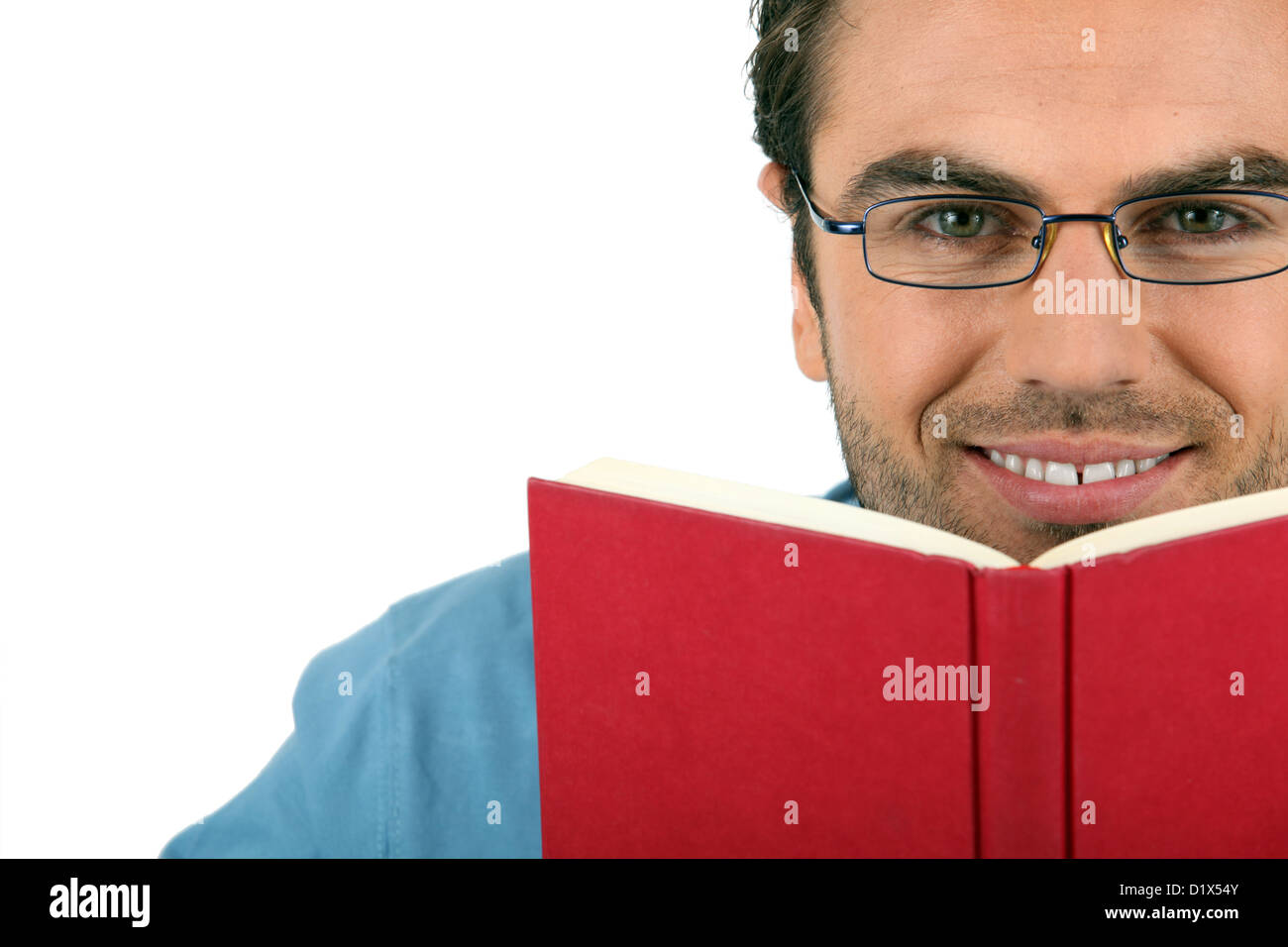 Man reading with glasses Stock Photo - Alamy