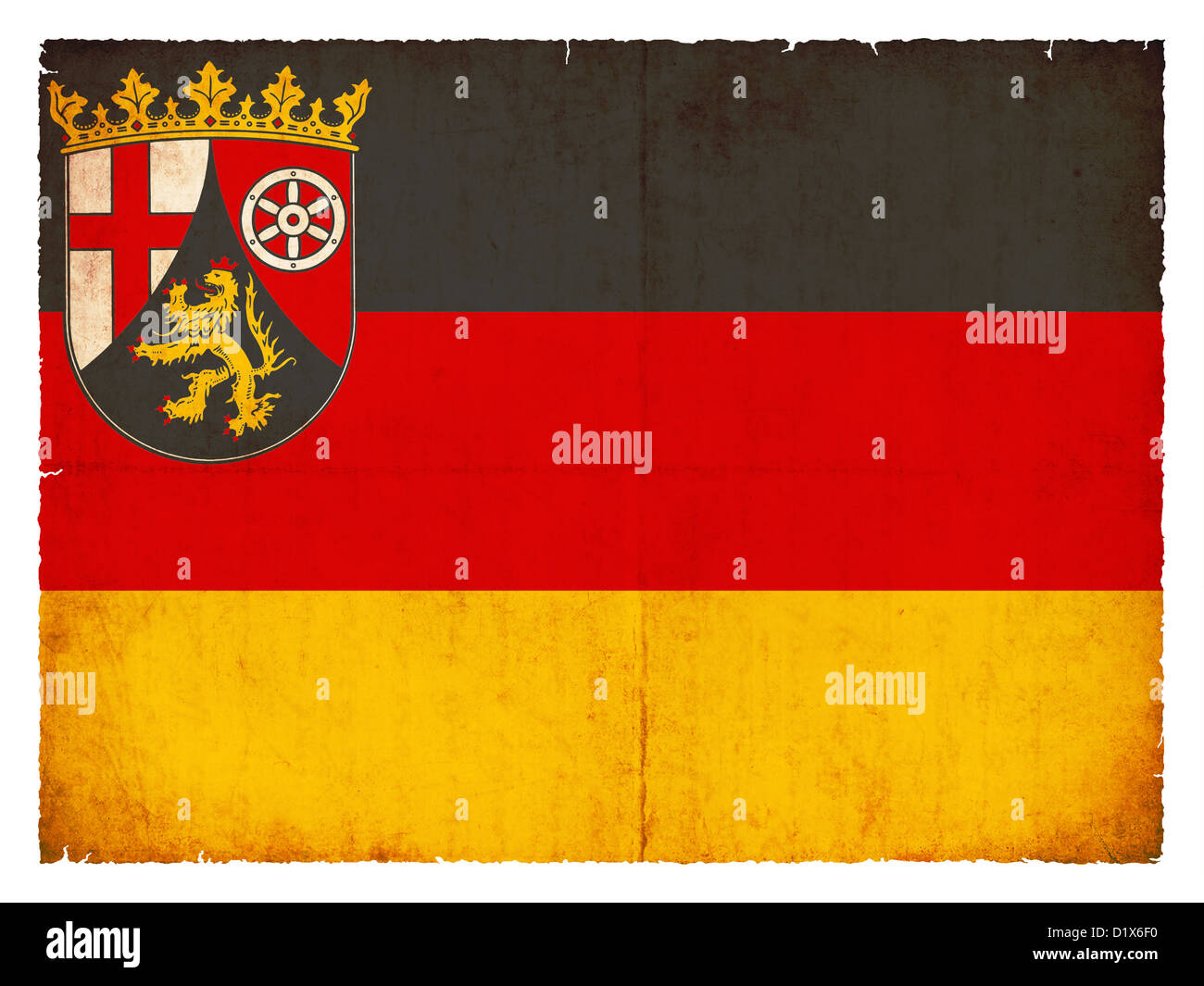 Flag of the German province Rhineland-Palatinate created in grunge ...