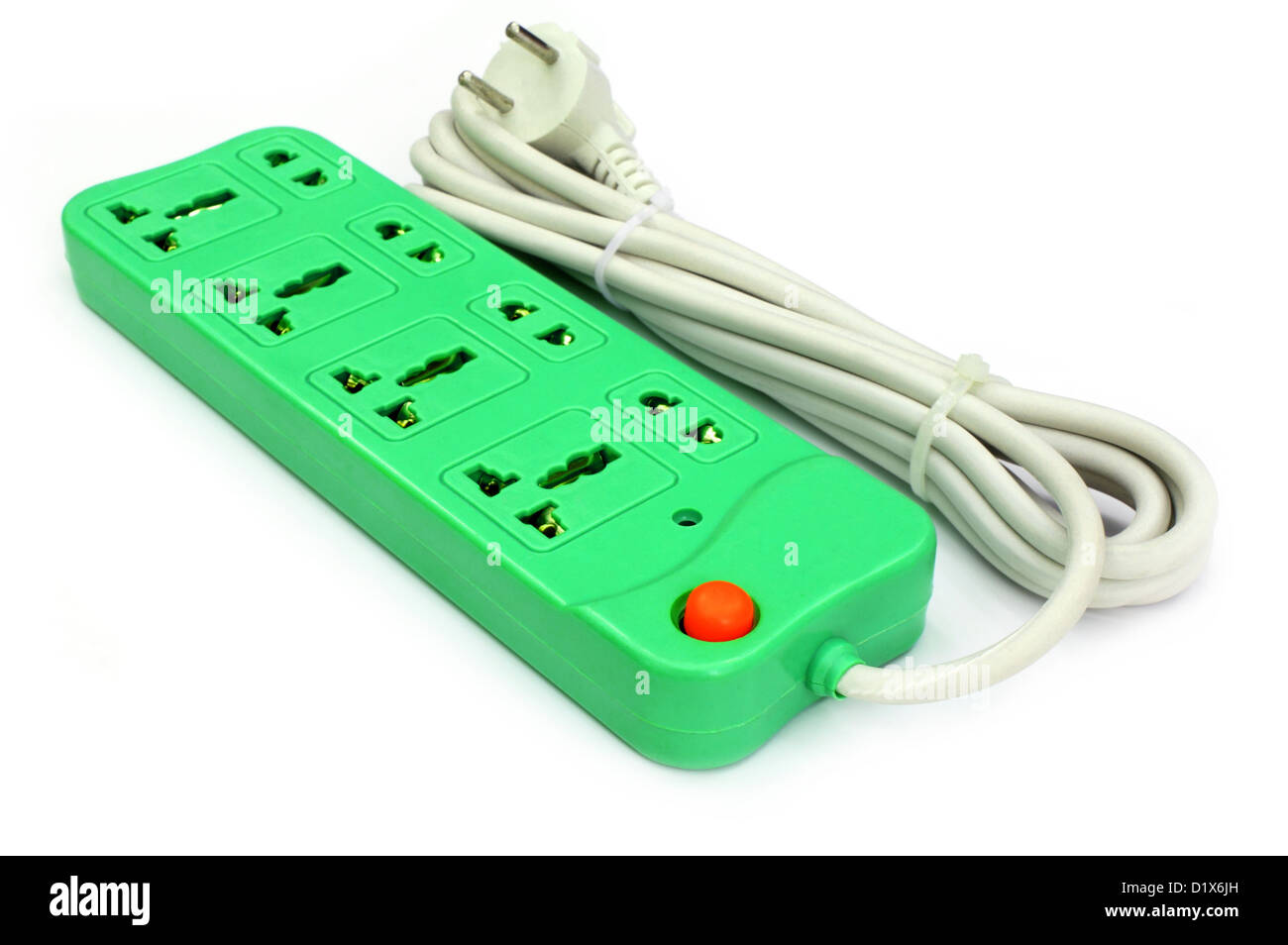 Multi plug socket with connecting wire Stock Photo - Alamy