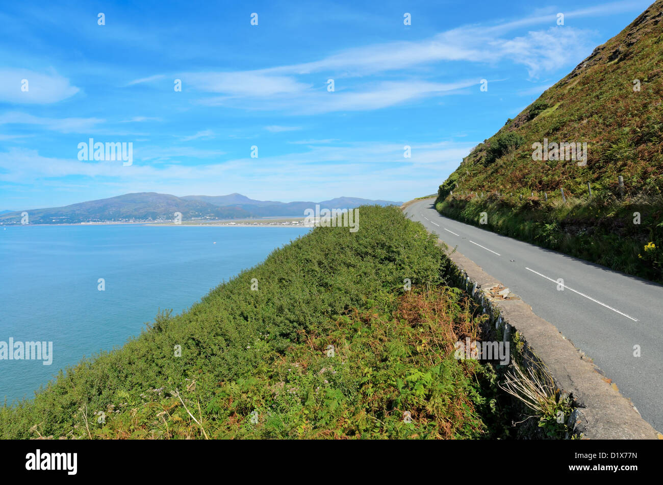 Winding Welsh road heading towards Barmouth in Gwynedd Wales Stock ...