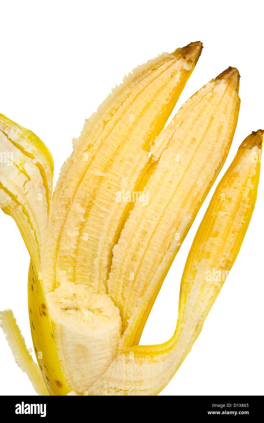 Close up of a open banana fruit isolated on white background Stock ...