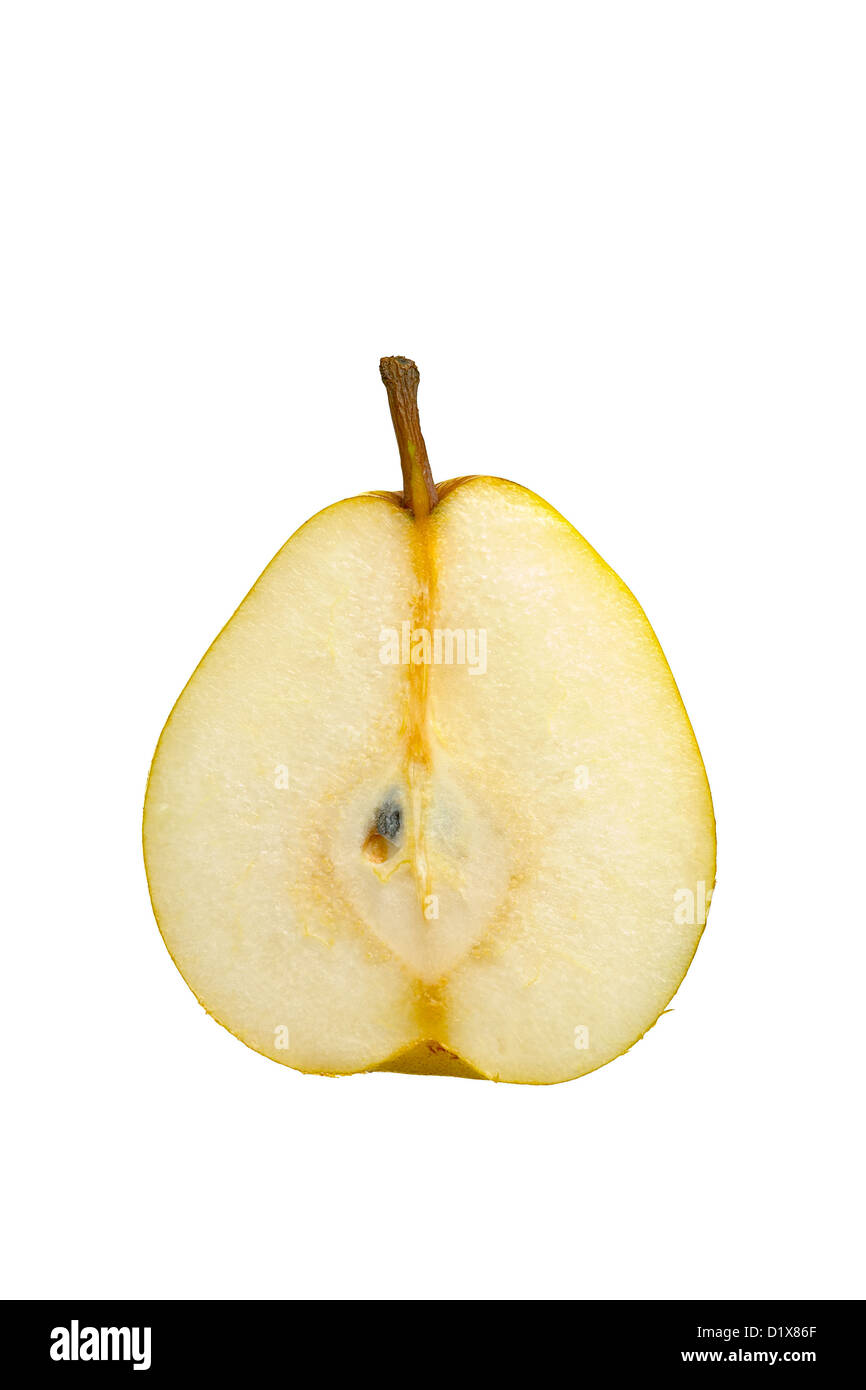 Close up of a half of pear fruit, isolated on white background Stock ...