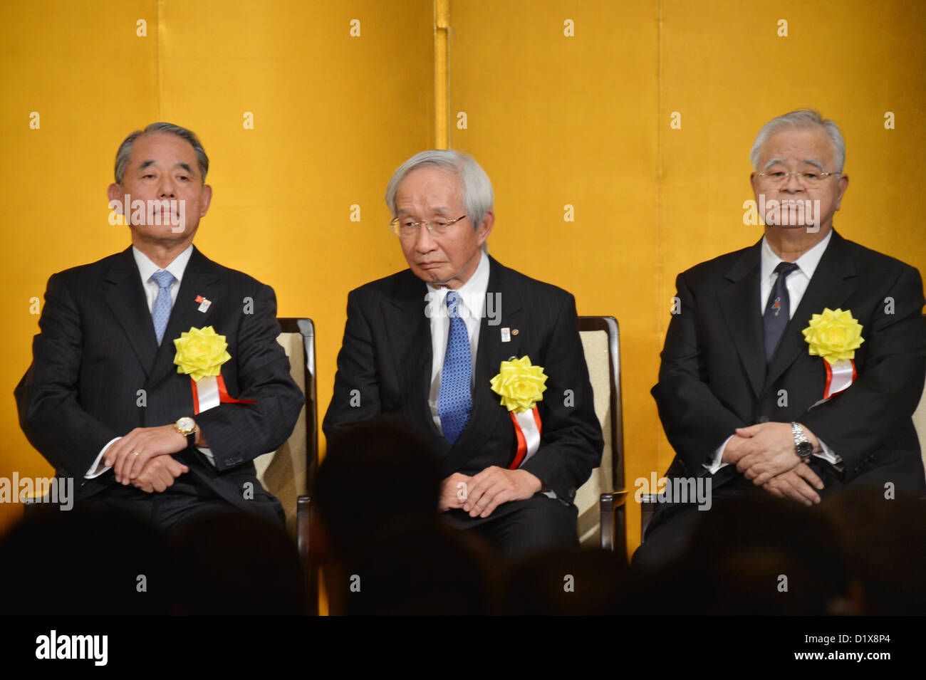 January 7, 2012, Tokyo, Japan - Chairmen of Japan's three major ...