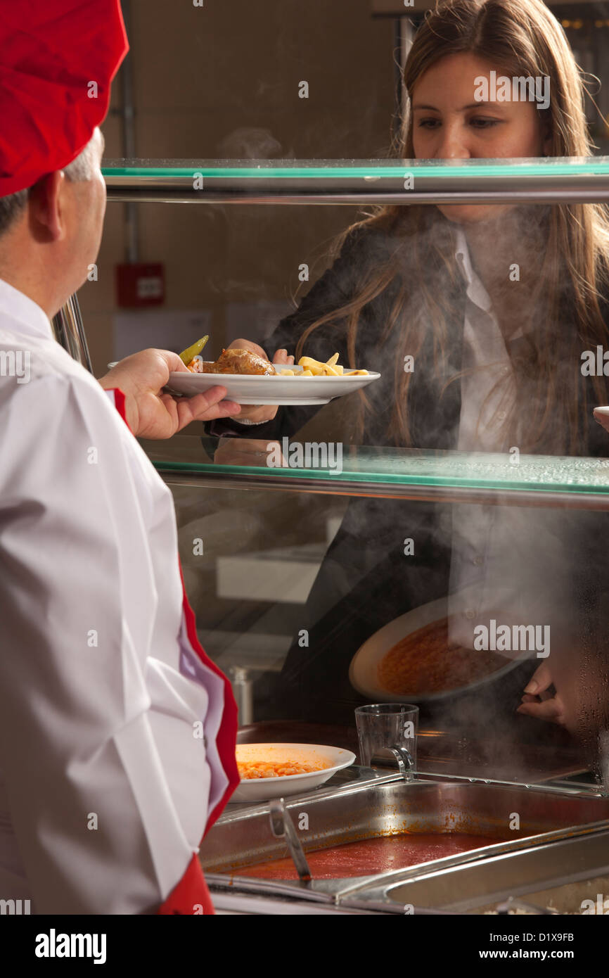 Business woman take cafeteria lunch Stock Photo - Alamy