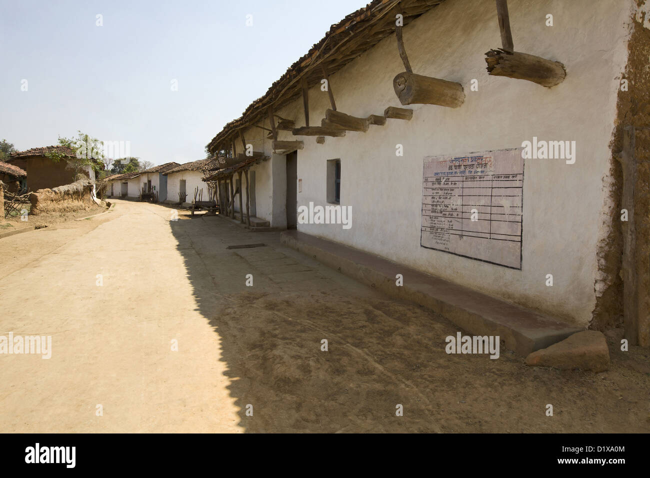 Village settlement houses, Gond tribe, Gadchiroli, Maharashtra, India ...