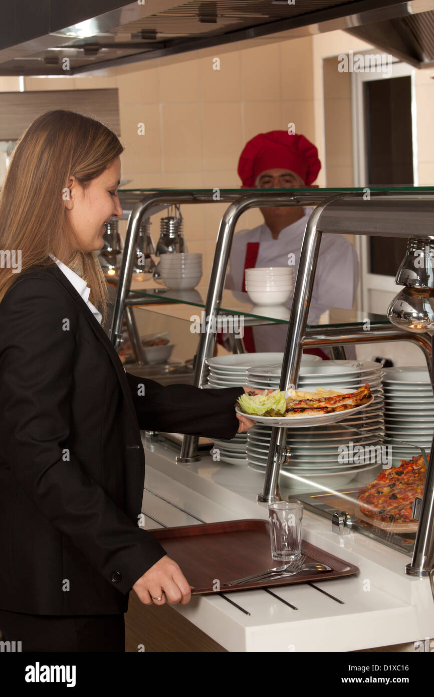 Business woman take cafeteria lunch Stock Photo - Alamy