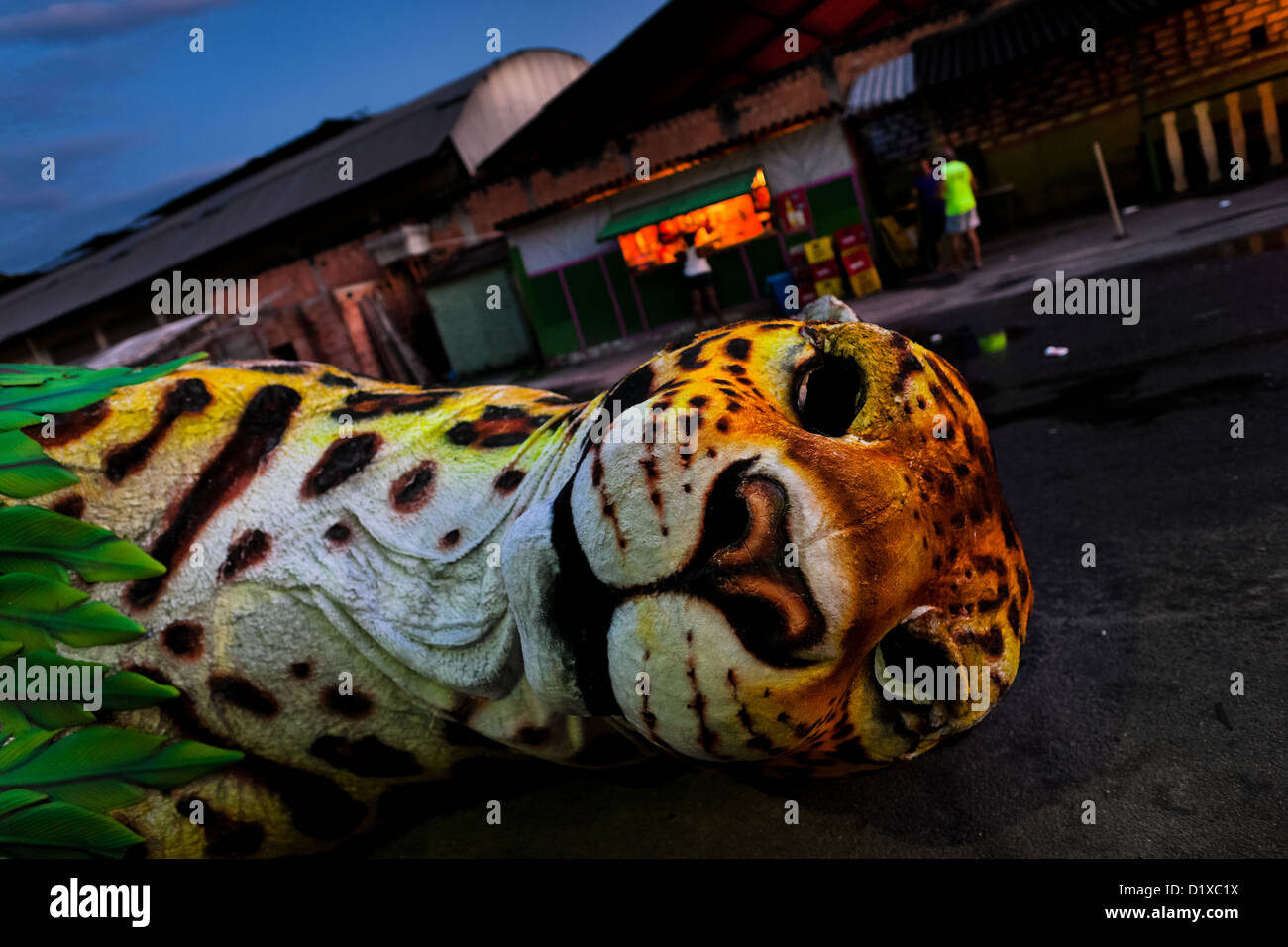 A tiger sculpture seen during the construction process on the work yard ...