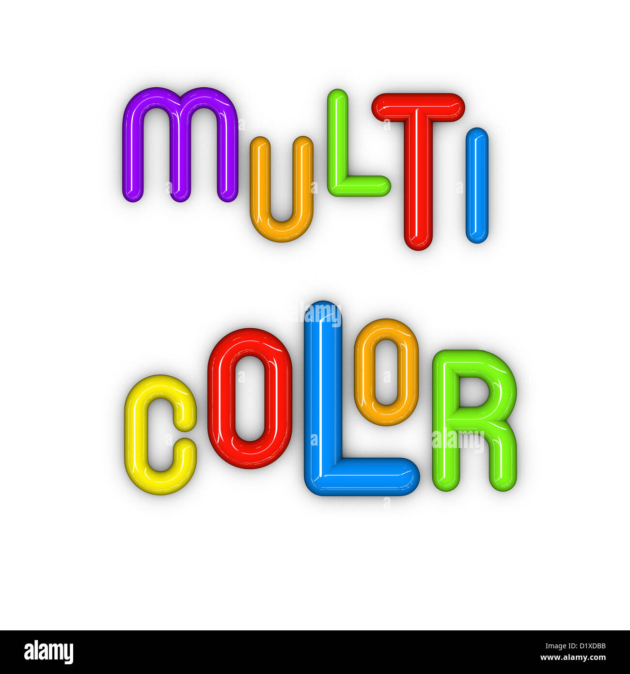 the words multi color in glossy 3d fonts Stock Photo - Alamy