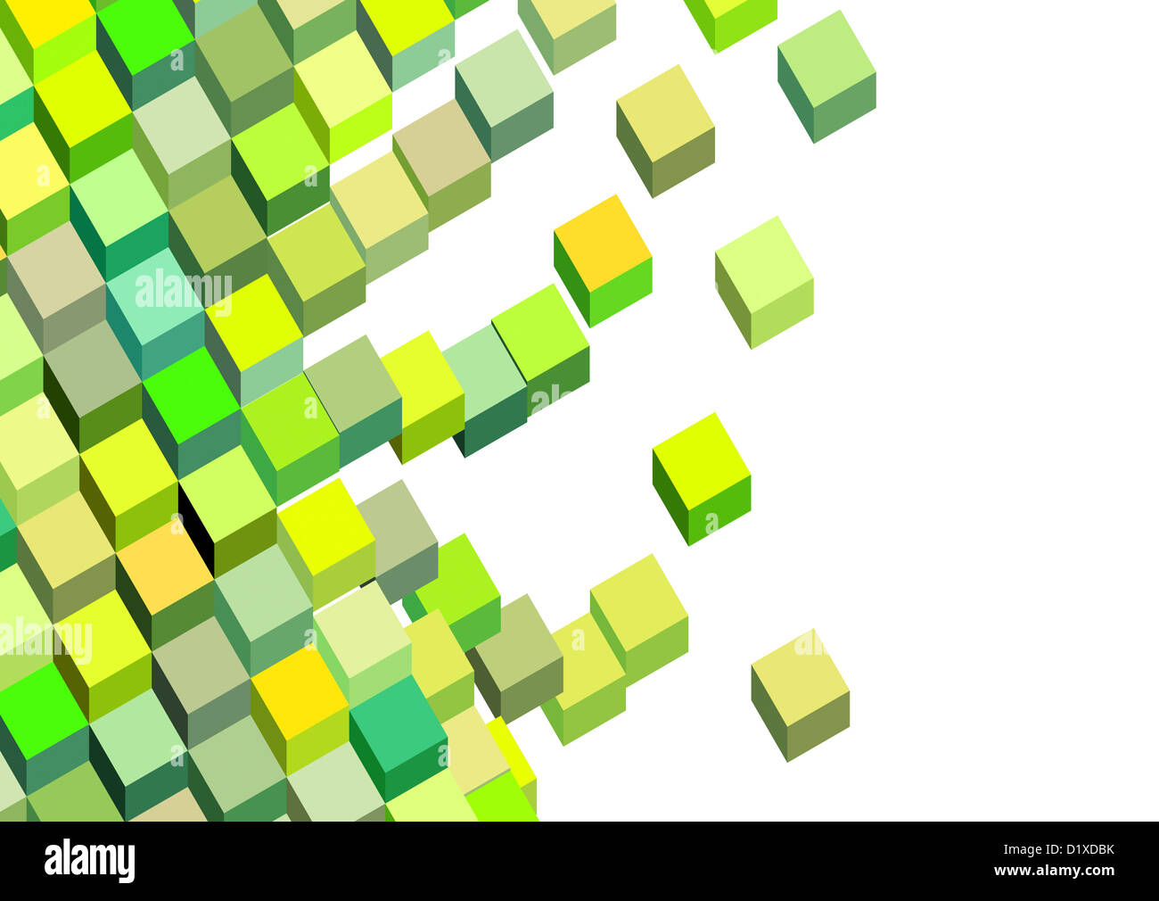 3d green abstract fluid floating cube pattern on white Stock Photo - Alamy