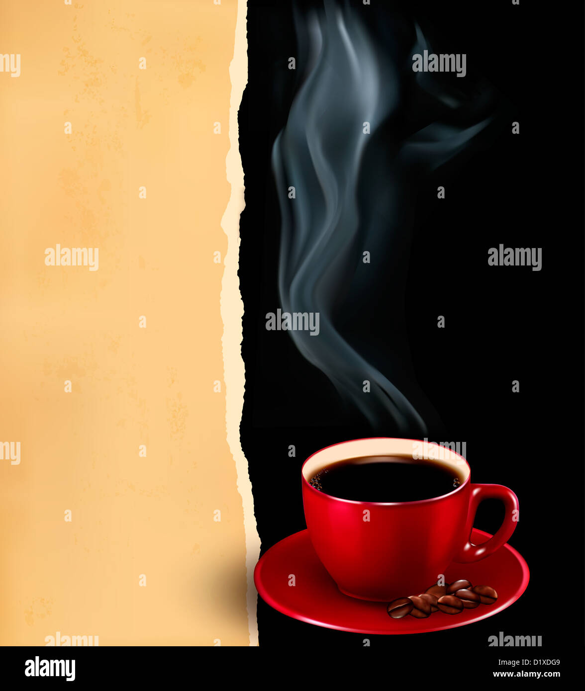 Background with cup of coffee and old paper Stock Photo - Alamy