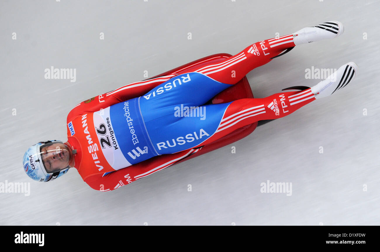 Russian luger Albert Demtschenko in action during the Luge World Cup in ...