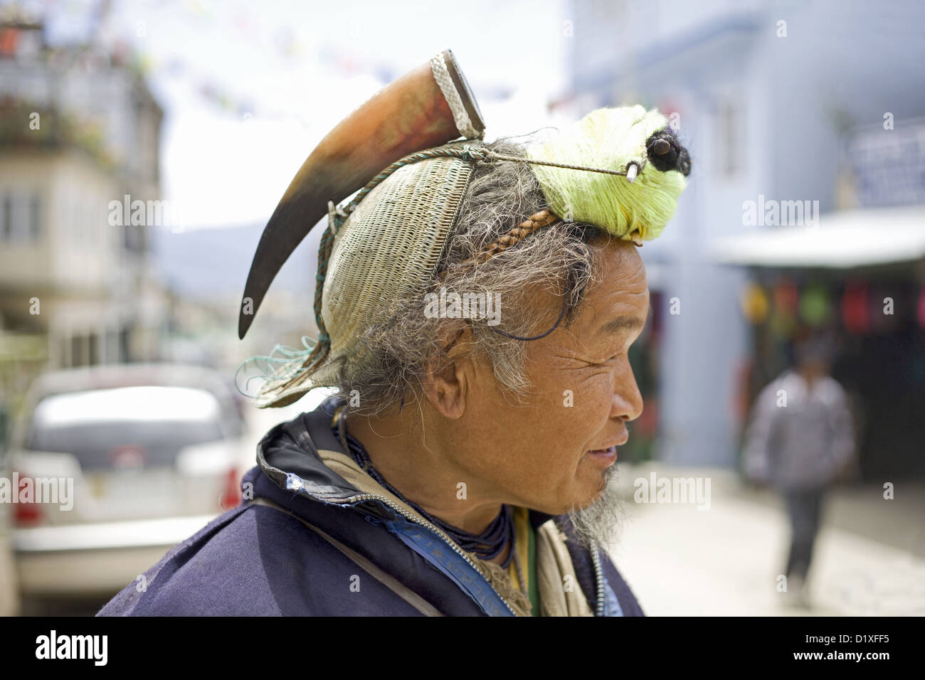 Man with traditional cap. Bomdila, Arunachal Pradesh, India. Rural ...