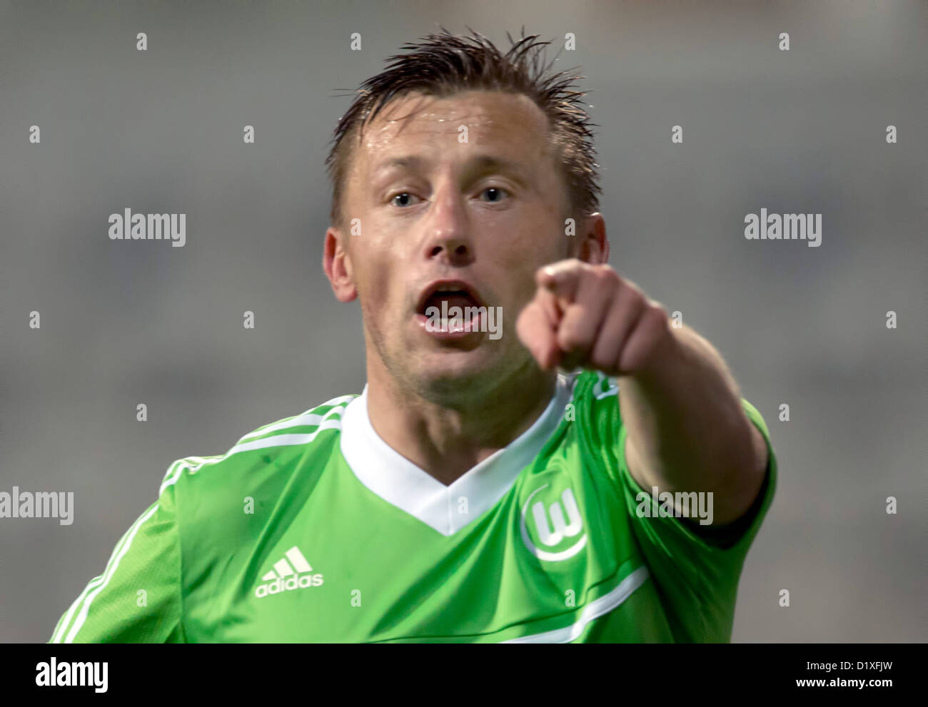 Wolfsburg's Ivica Olic reacts during the Tuttur Cup soccer match ...