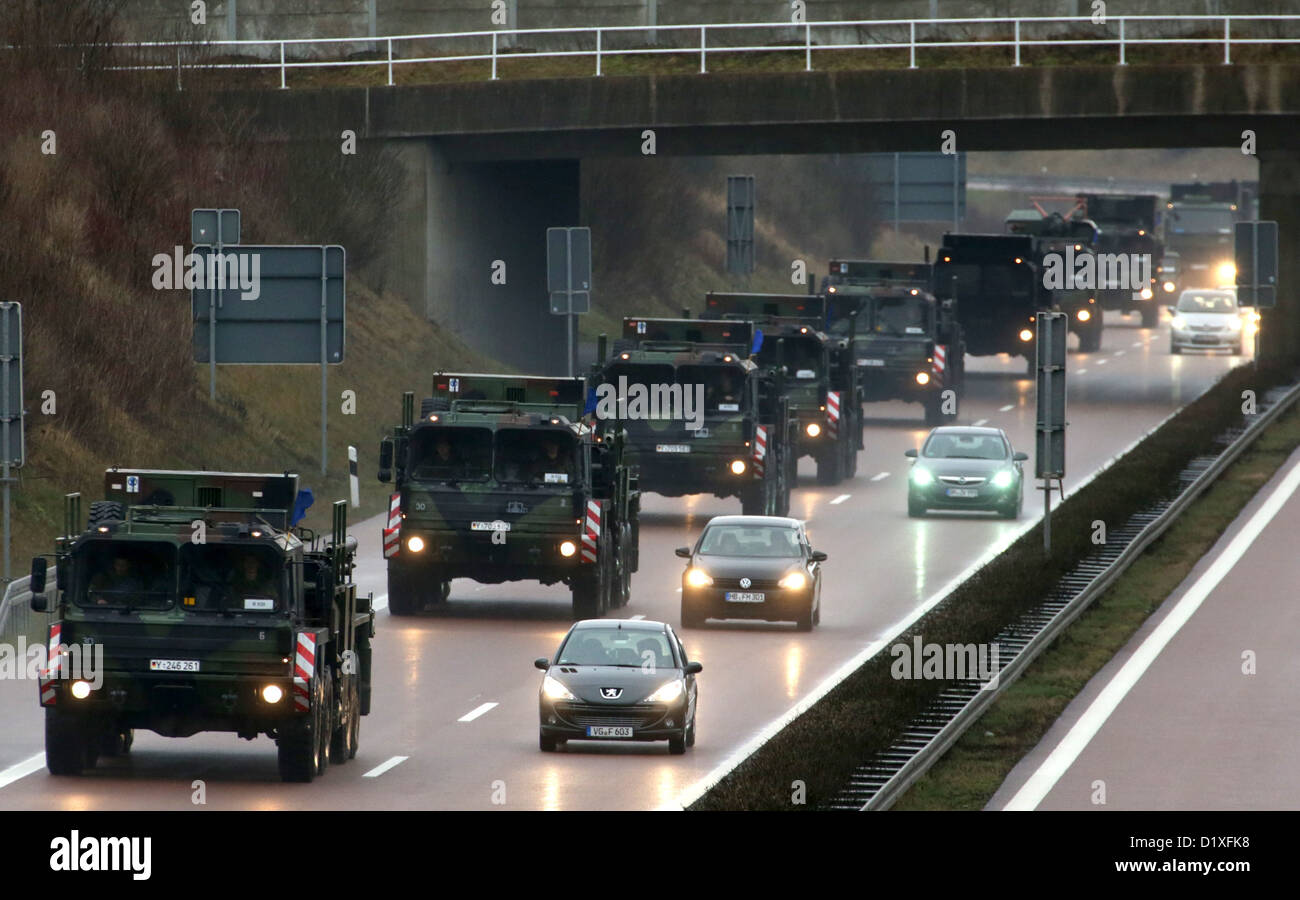 A convoy of the German Bundeswehr, loaded with the Patriot surface-to ...