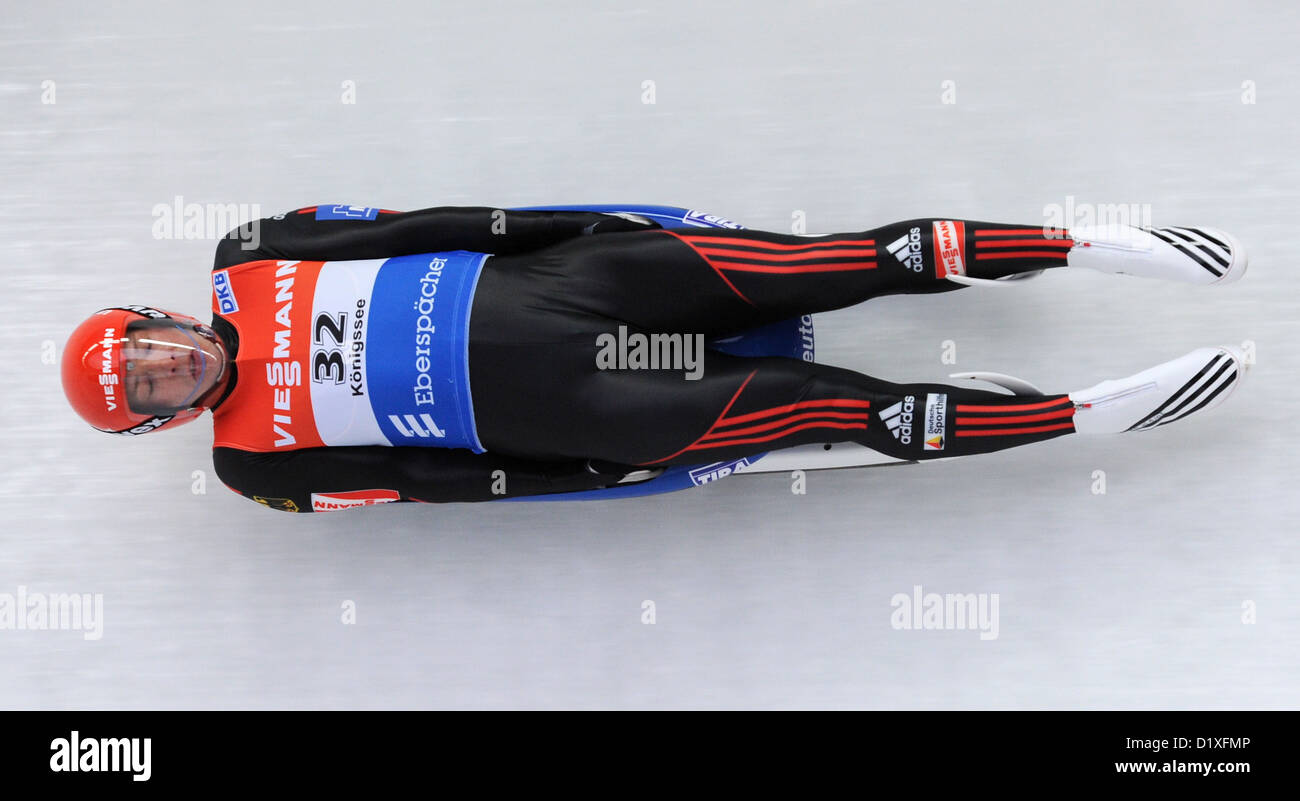 German luger David Moeller in action during the Luge World Cup in ...