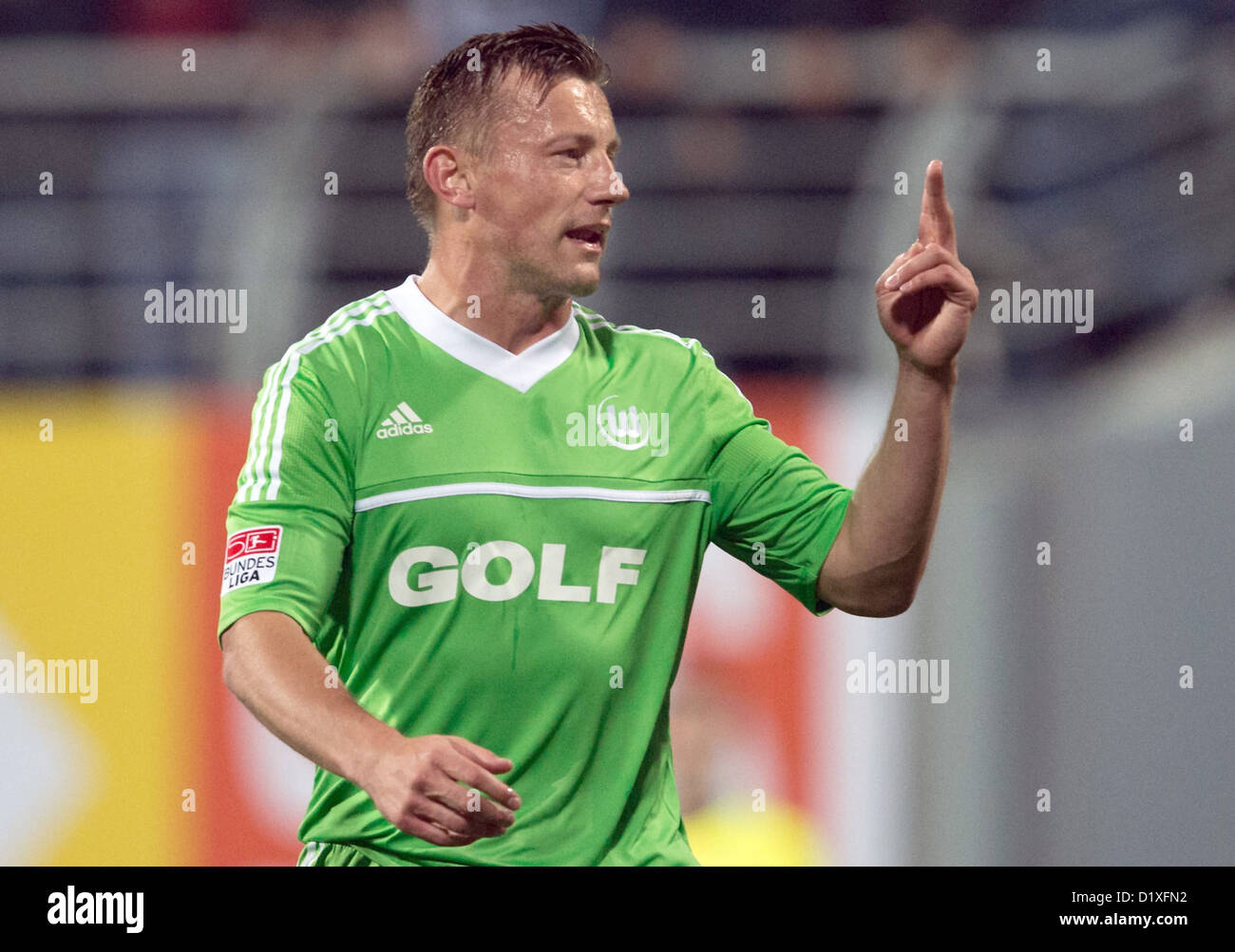 Wolfsburg's Ivica Olic reacts during the Tuttur Cup soccer match ...