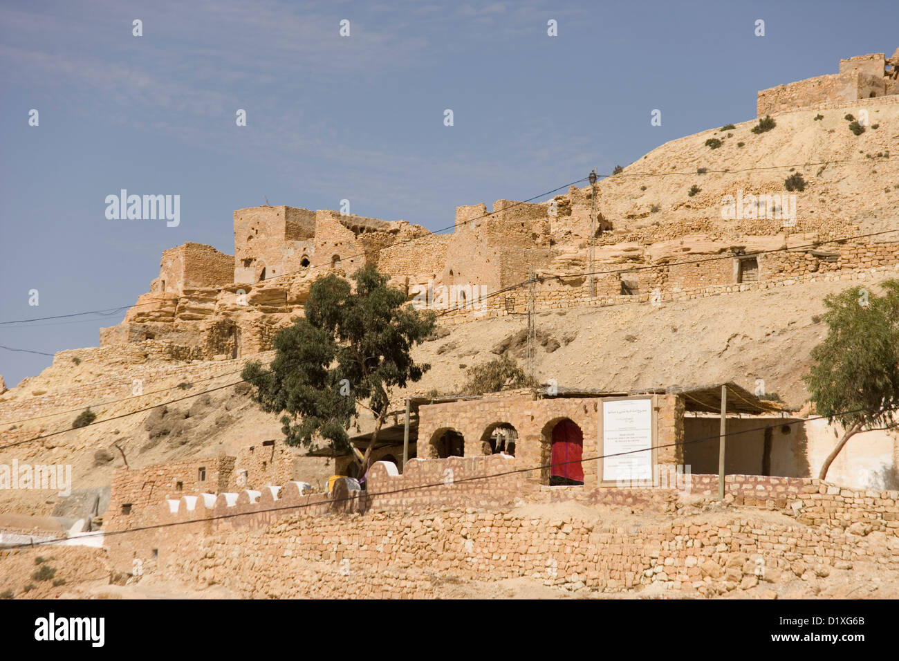 The Berber village of Chenini nearTatouine in the Sahara desert in ...