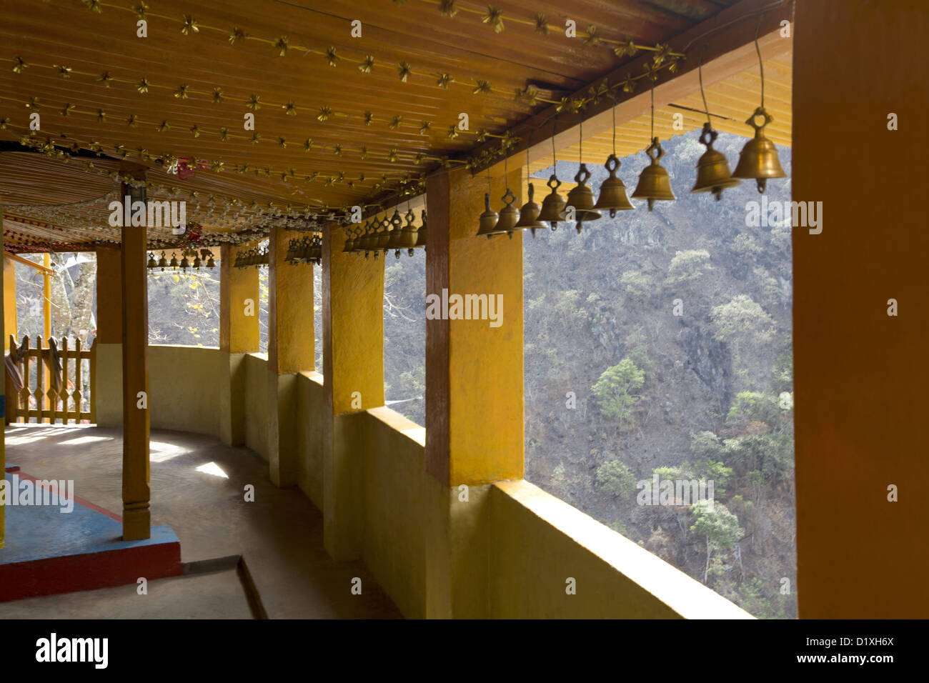 Nag Mandir bells on ceiling. Bomdila To Tejpur Arunachal Pradesh, India ...