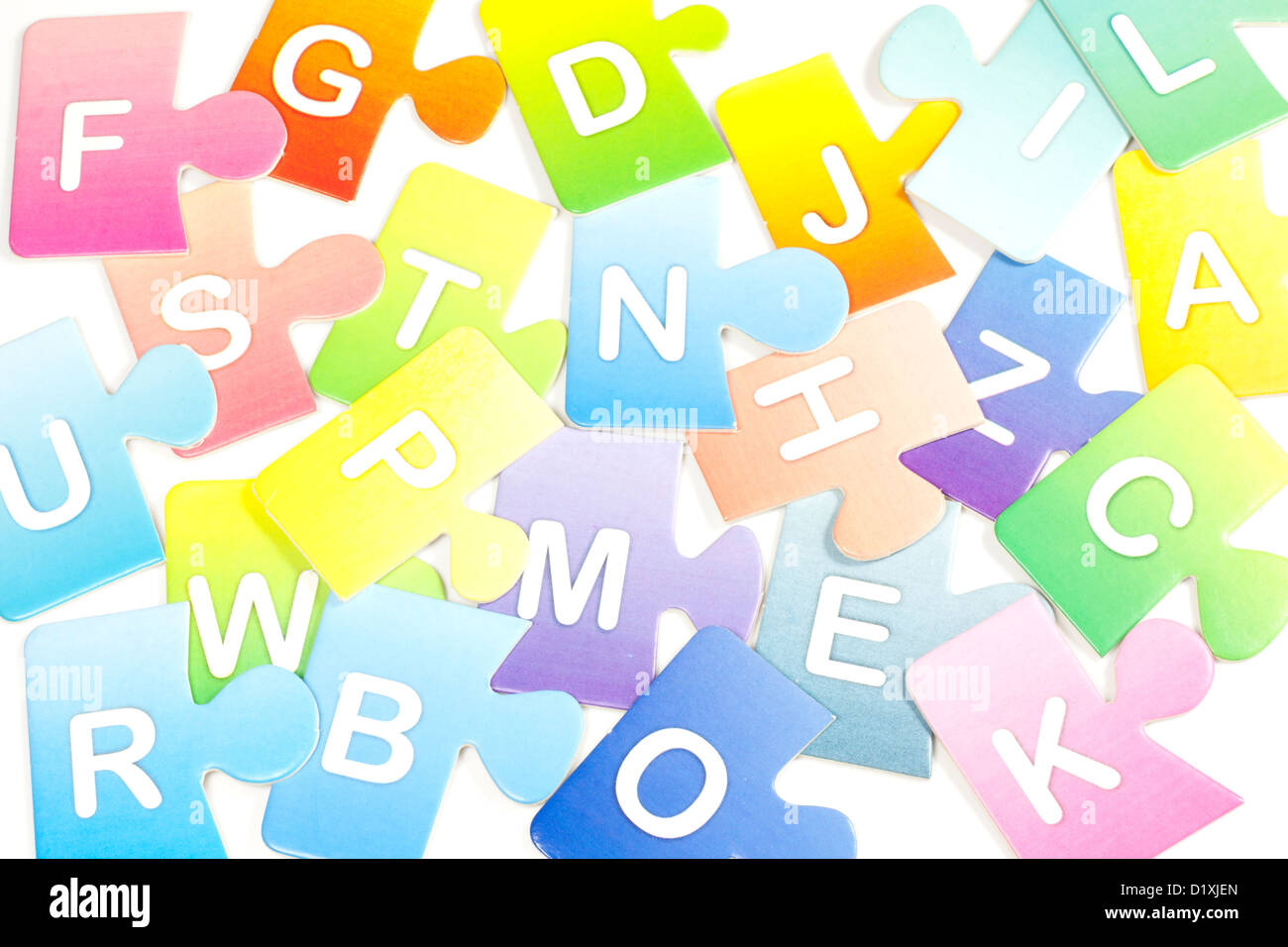 Abstract colorful background with puzzle letters on white Stock Photo ...