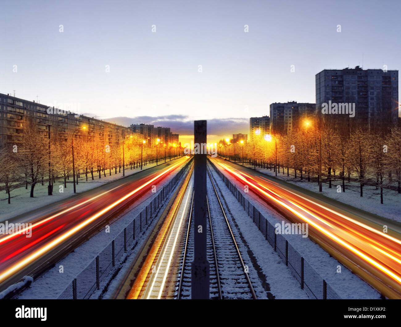 Night time traffic on highway in Kiev city of Ukraine Stock Photo - Alamy