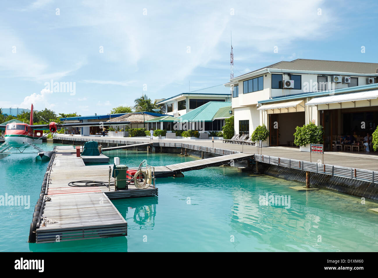 Seaplane terminal at the Malé International Airport in the Maldives ...