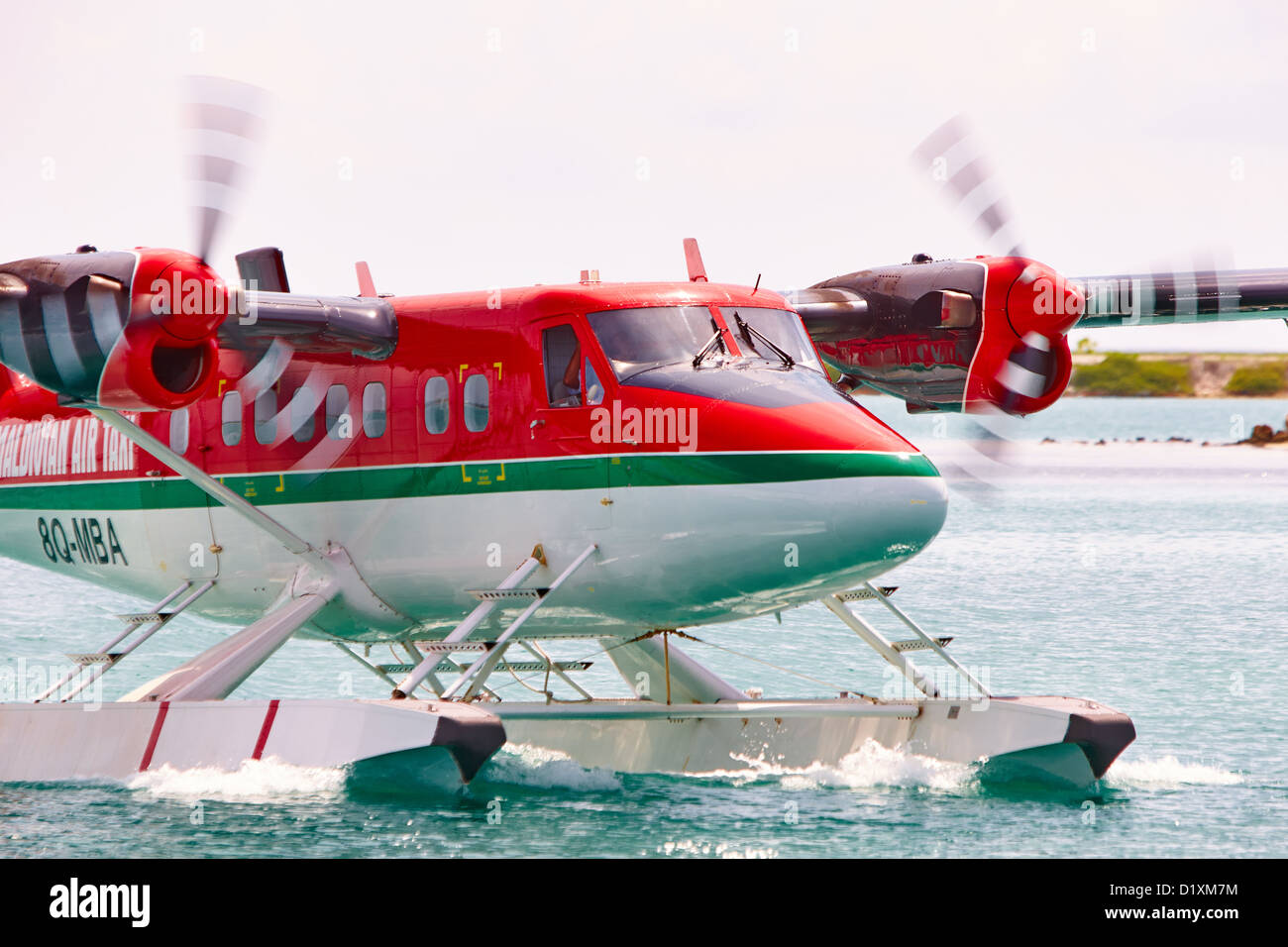 Maldivian Air Taxi seaplane at the Malé International Airport terminal ...