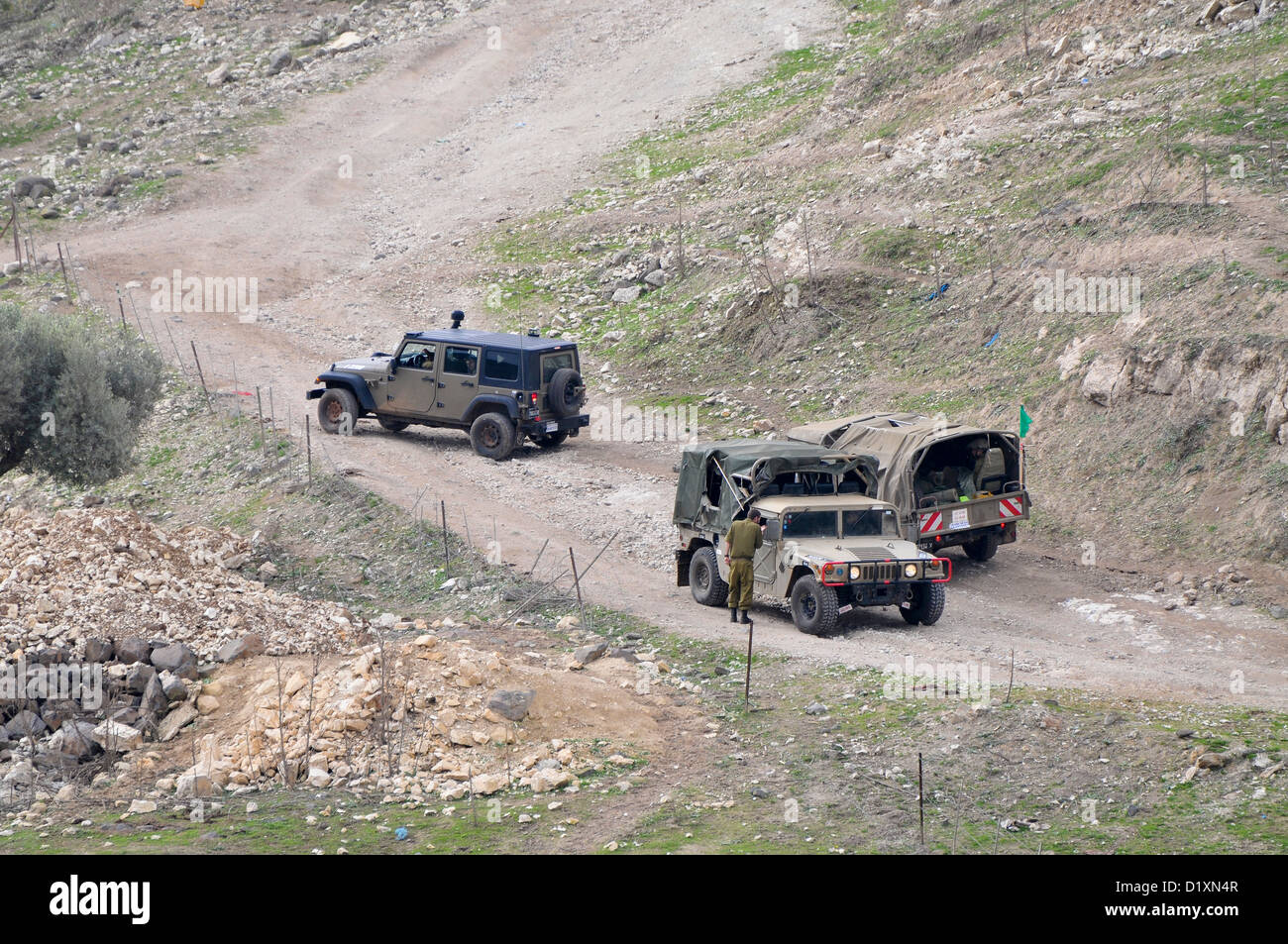 Israel, Upper Galilee Military vehicles patrol the Lebanese border ...
