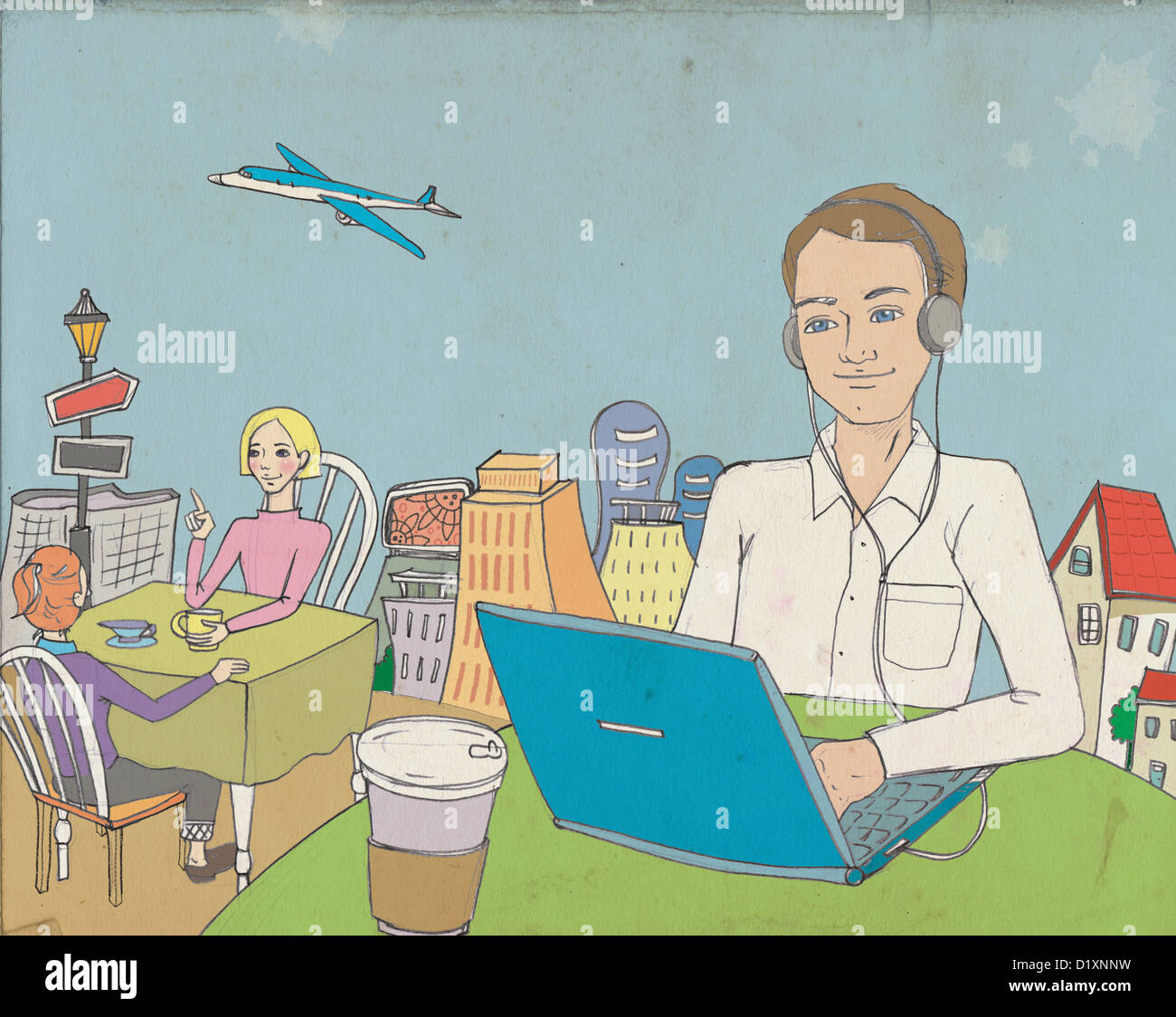 people sitting on the table and taking a rest outdoor Stock Photo - Alamy