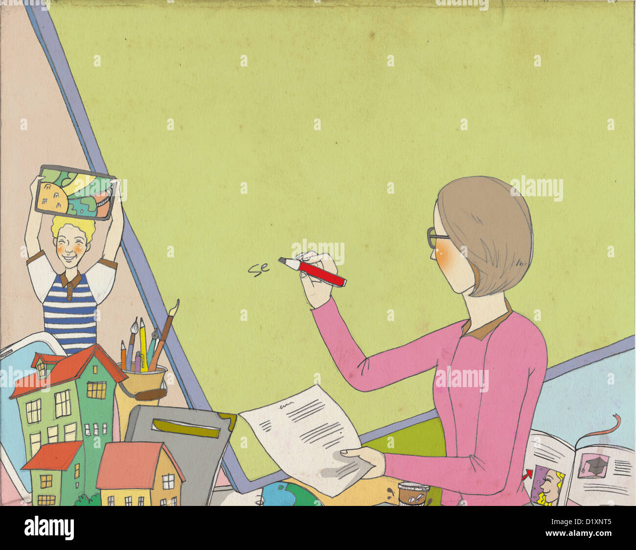 women writing on the board Stock Photo - Alamy