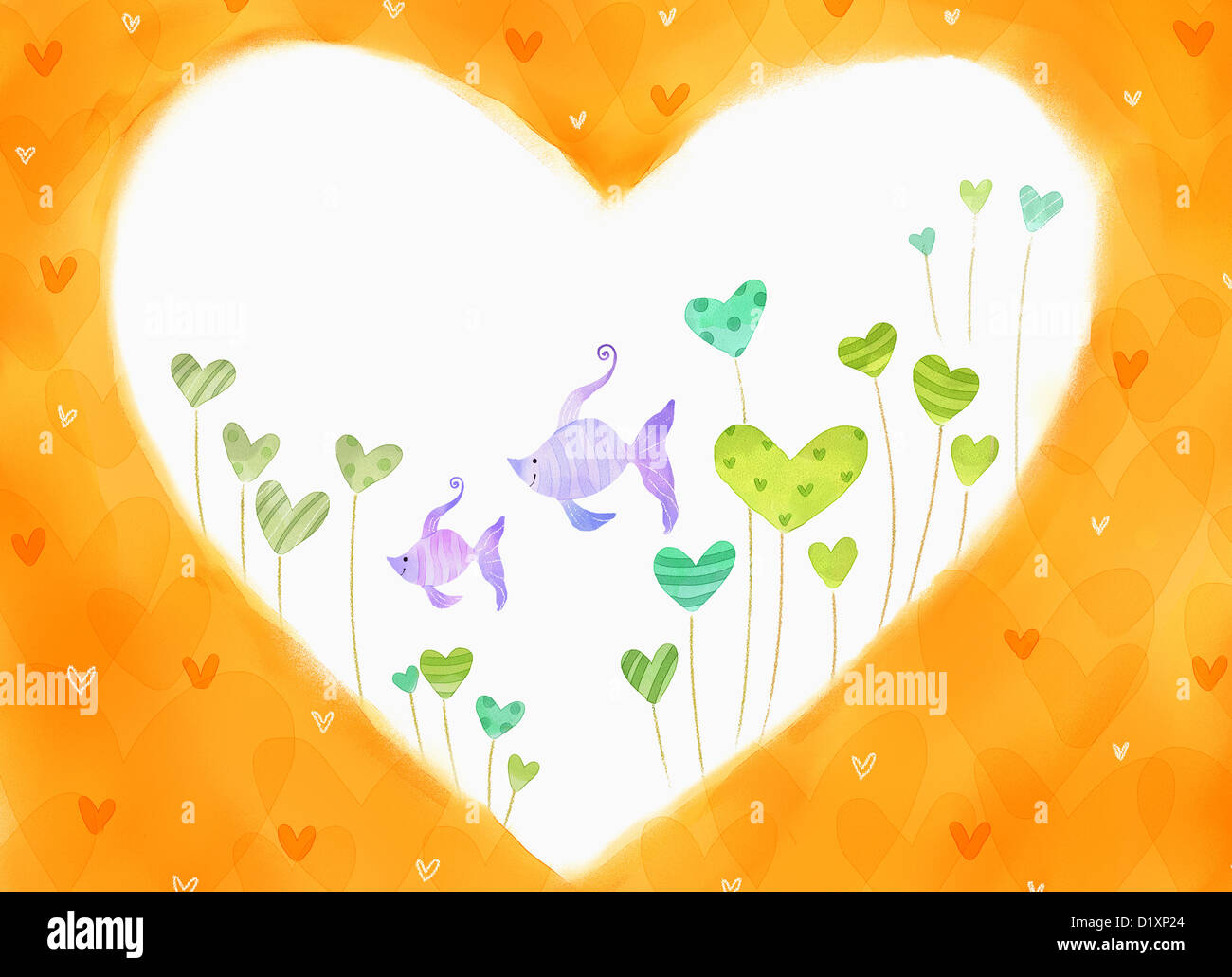 illustration of heart plants growing in a heart shape Stock Photo - Alamy