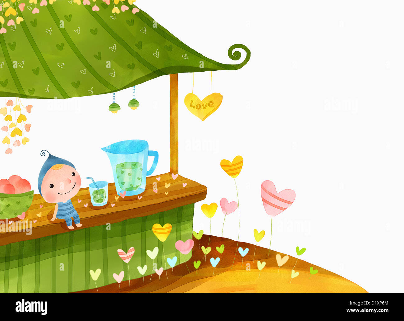 illustration of a fairy sitting on a street shop Stock Photo - Alamy