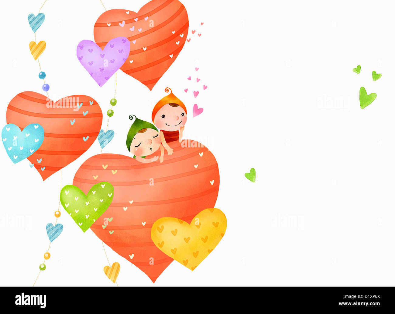 illustration of fairies on a heart Stock Photo - Alamy