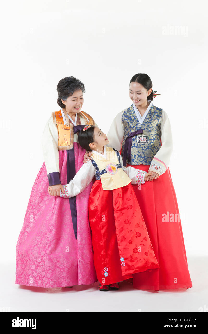 three generation family posing together Stock Photo - Alamy