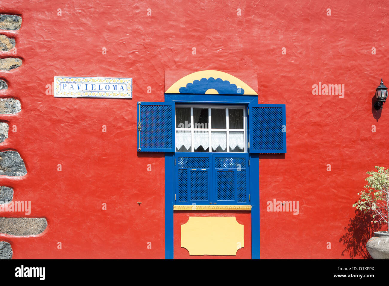Red house blue windows canary islands hi-res stock photography and ...