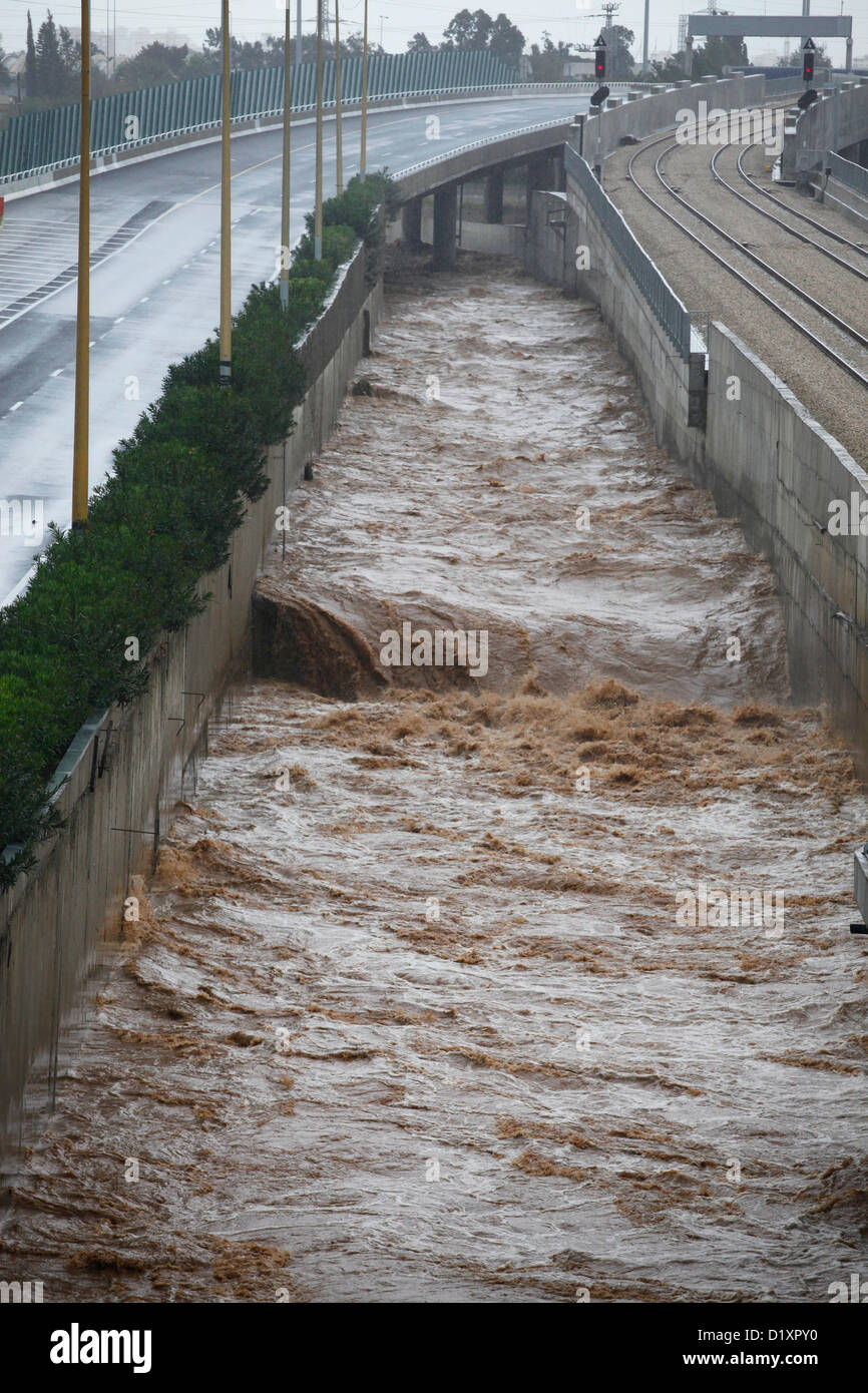 Overflow of the Ayalon river a perennial stream diverted from its ...