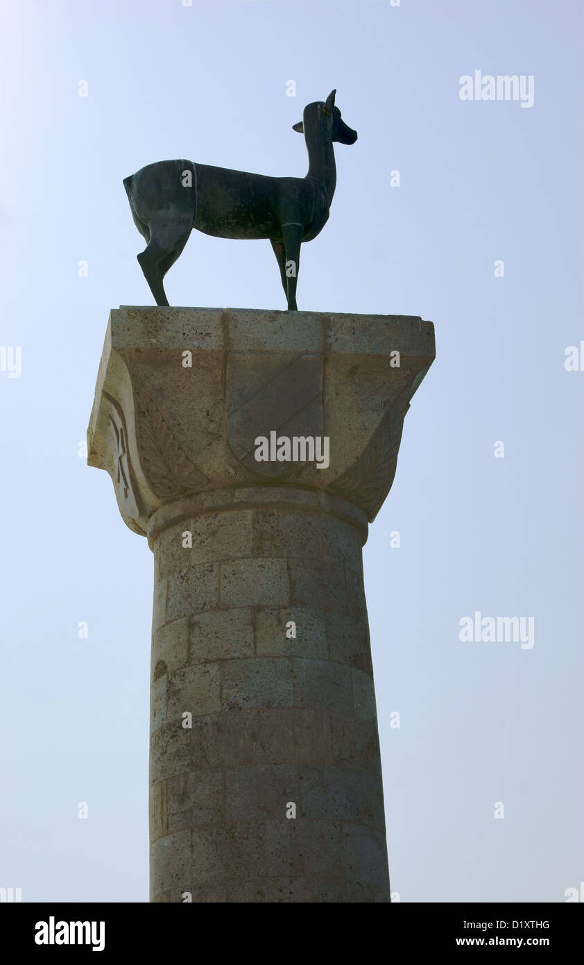 monument in port City of Rhodes, Greece Stock Photo - Alamy