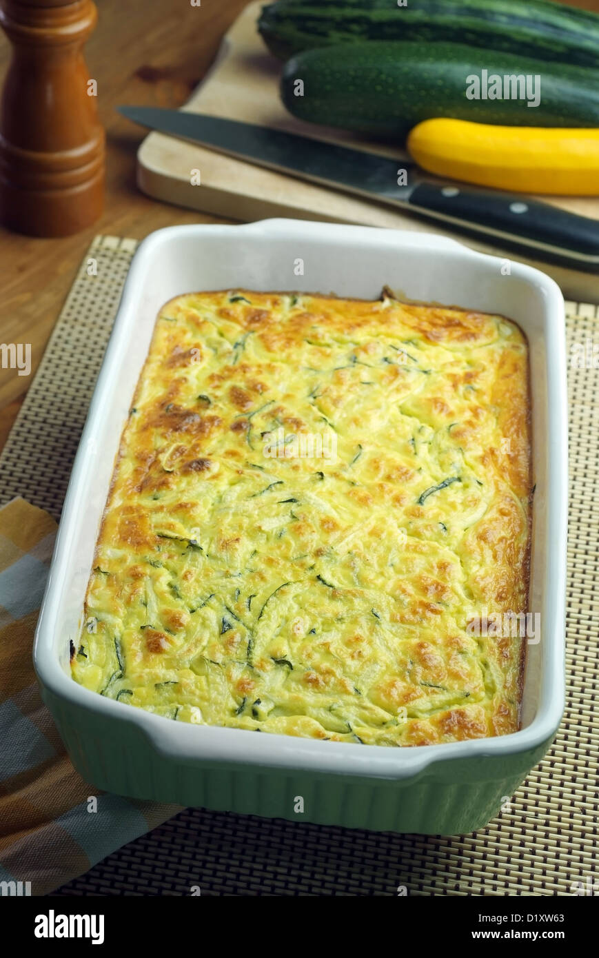 Courgette and feta souffle. Seasonal dish Stock Photo - Alamy